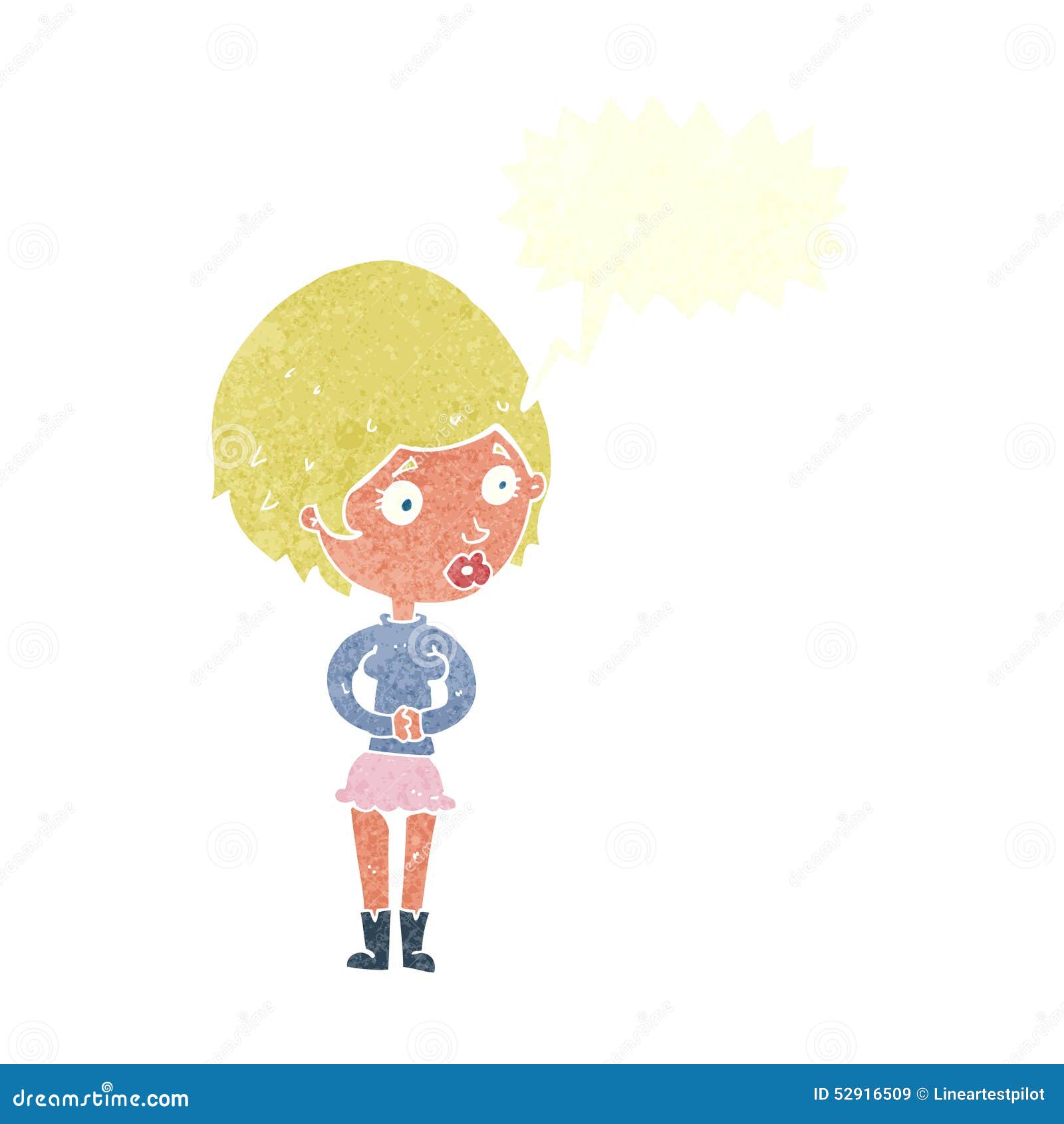 Cartoon Concerned Woman with Speech Bubble Stock Illustration ...