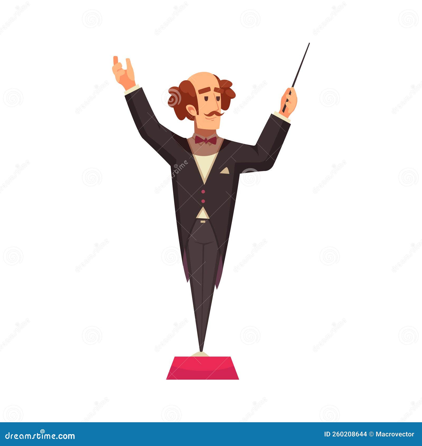 Cartoon Conductor. Back Of A Man Conducting An Orchestra. Vector ...