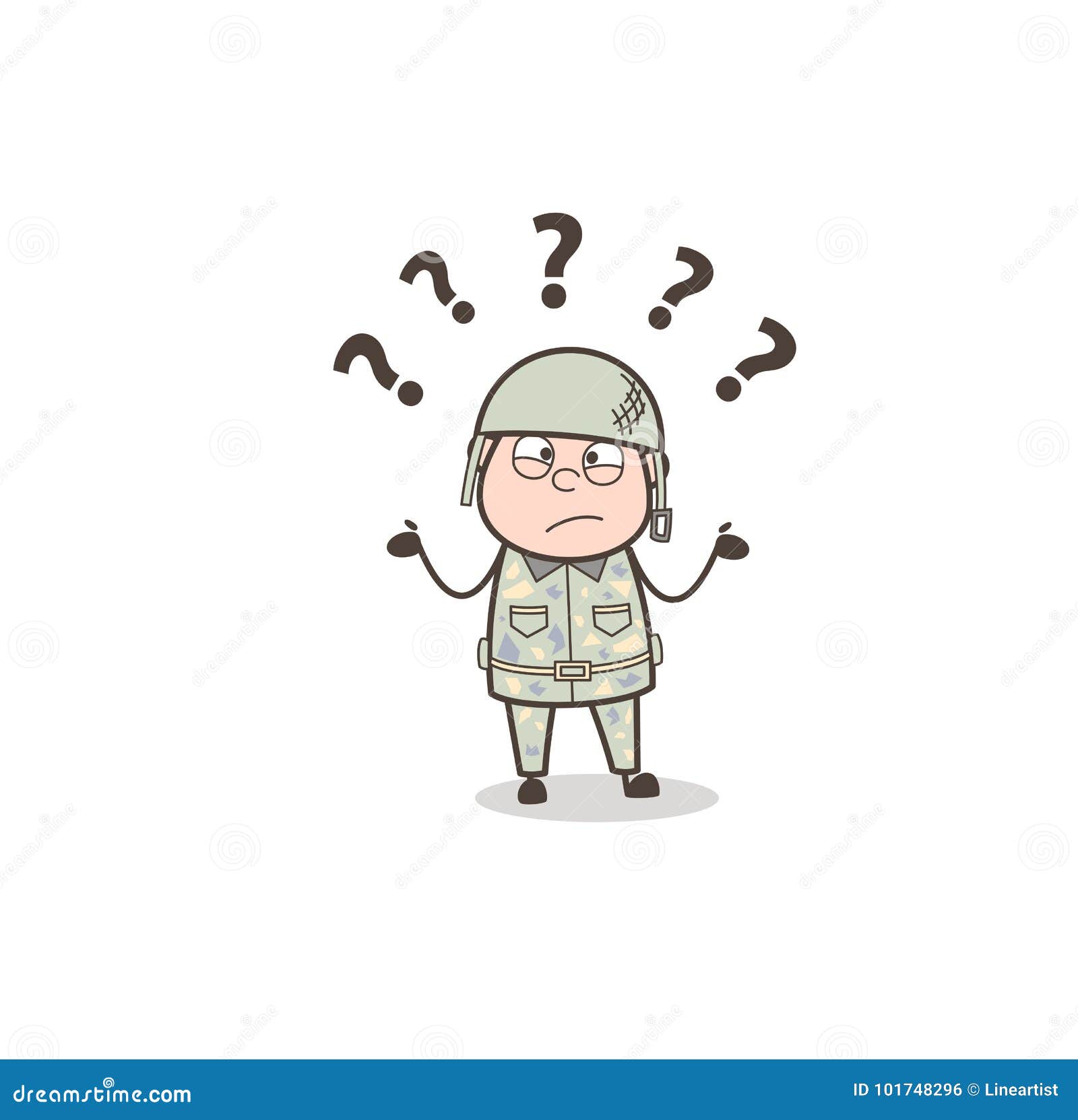 Cartoon Confused Army Man Vector Stock Illustration - Illustration of ...