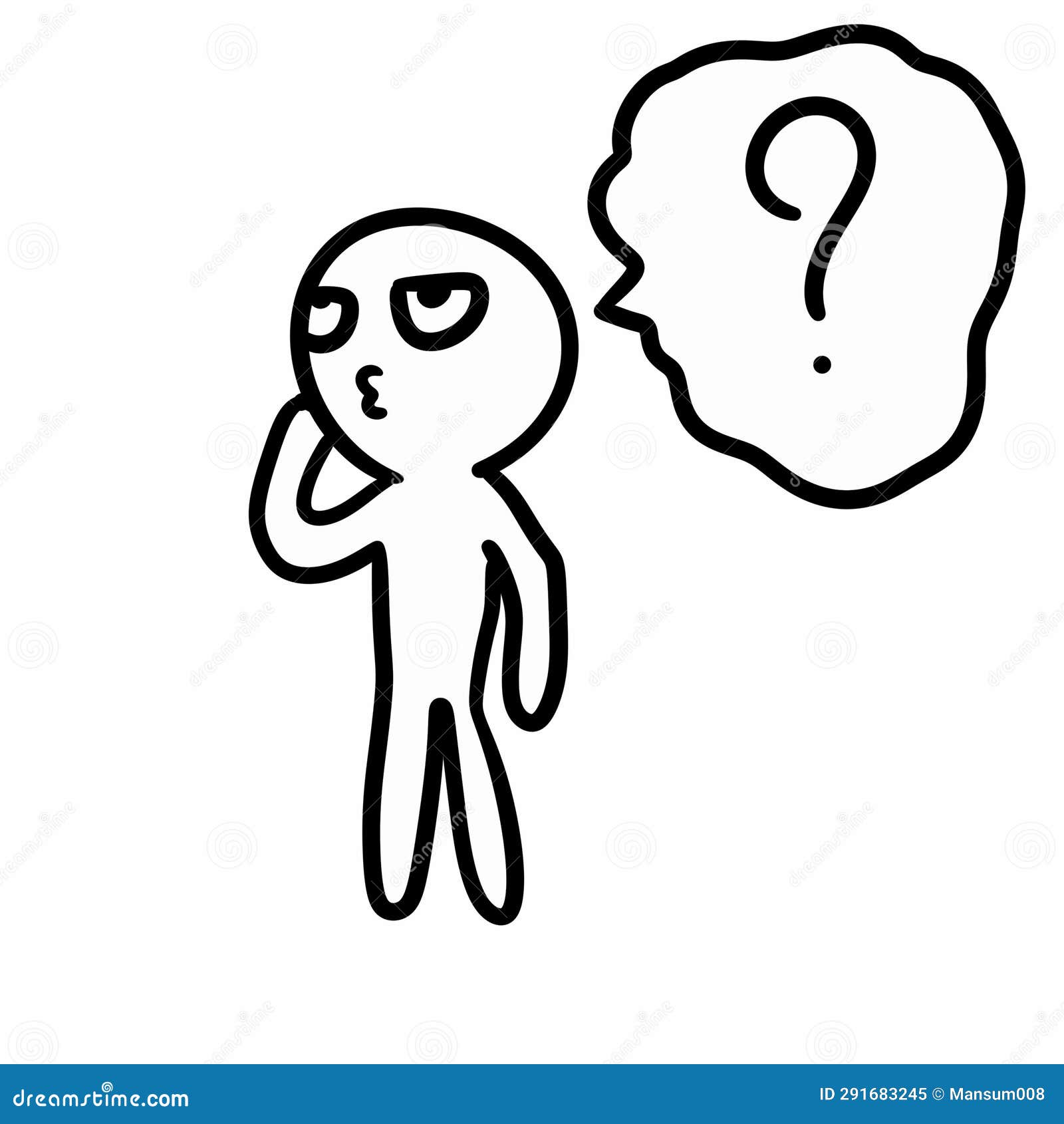 Cartoon Confused Man with Question Mark Symbol Illustration Stock ...