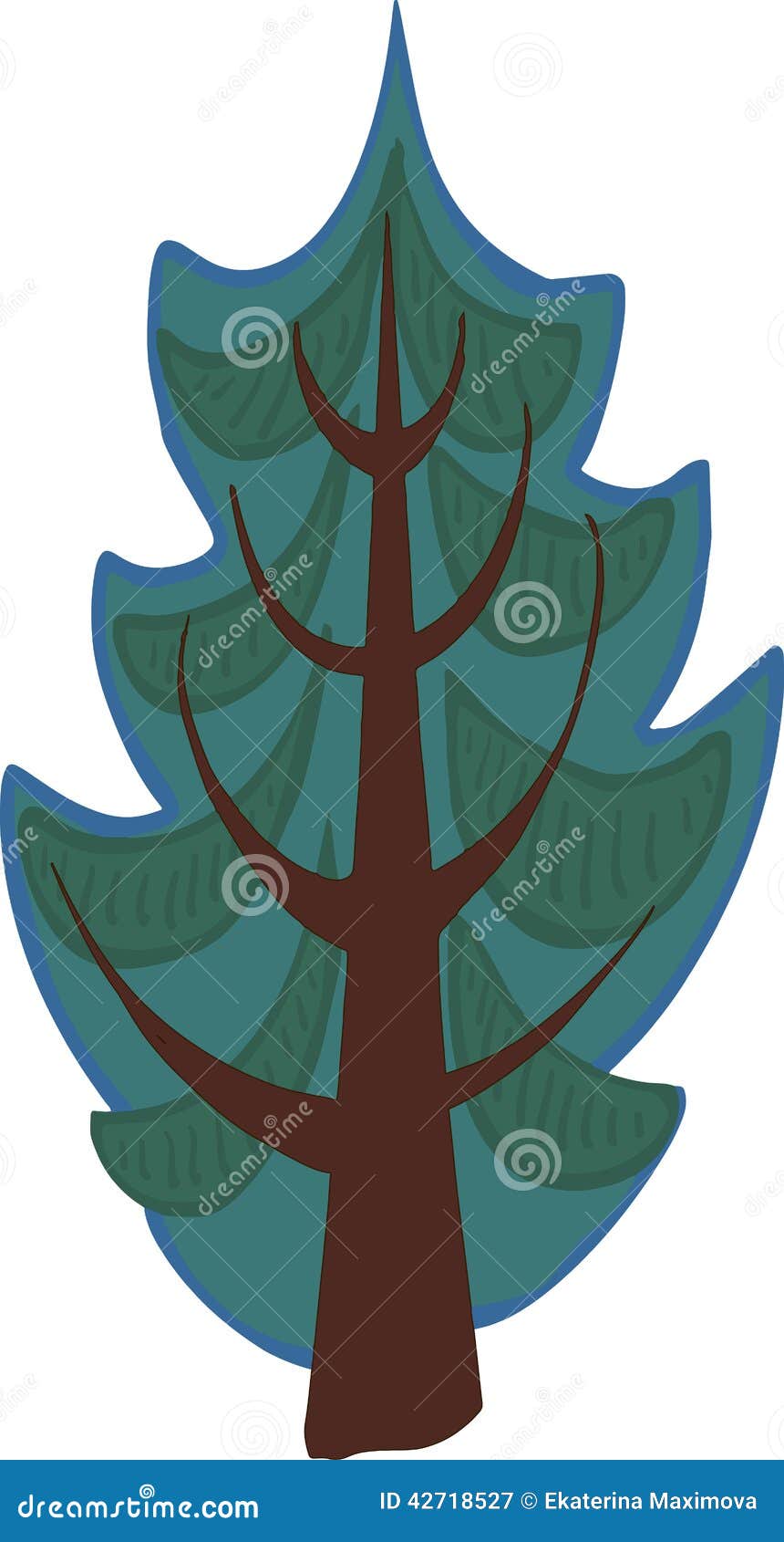 Cartoon Conifer Tree. Isolated Stock Illustration - Illustration of ...