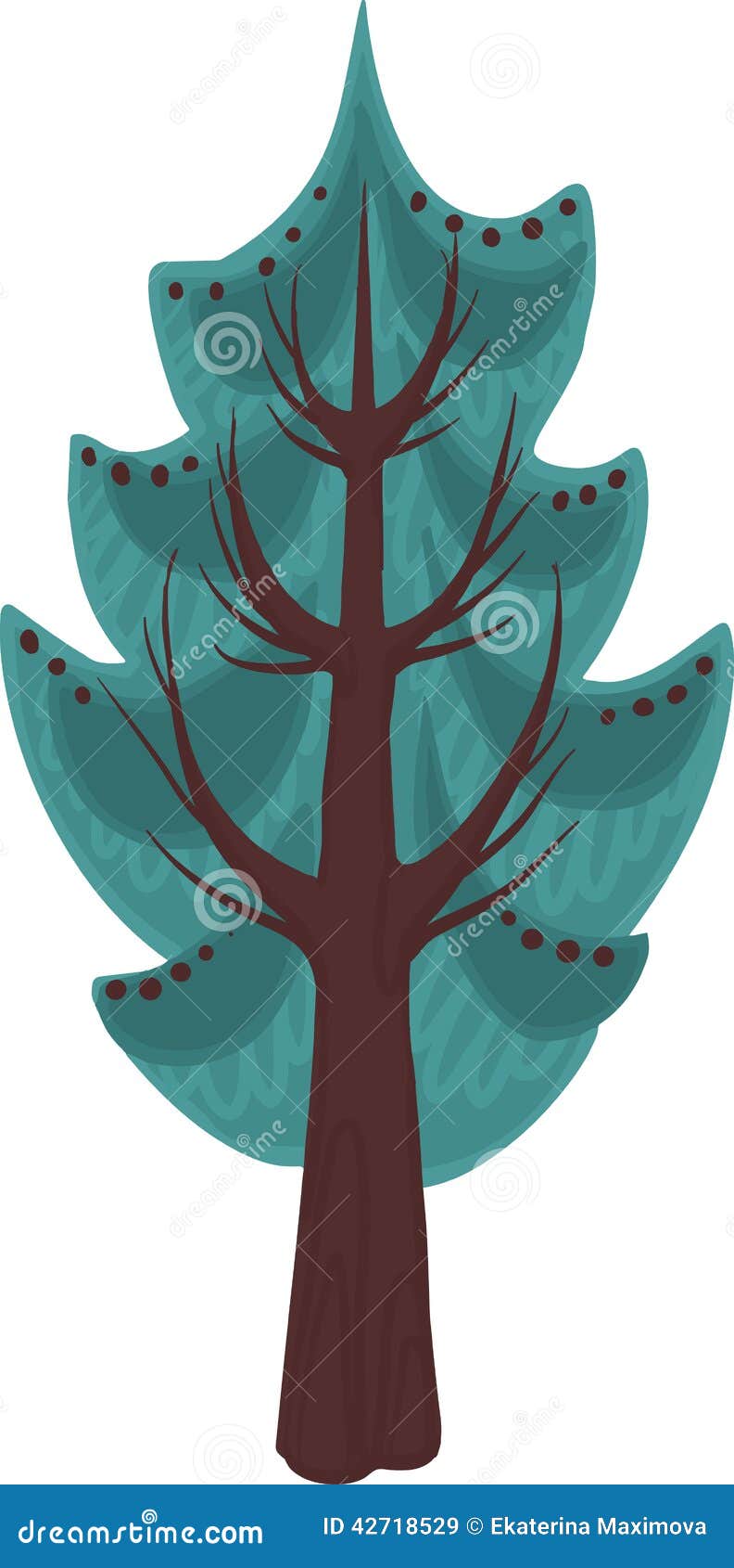 Cartoon Conifer Tree. Isolated Stock Illustration - Illustration of ...