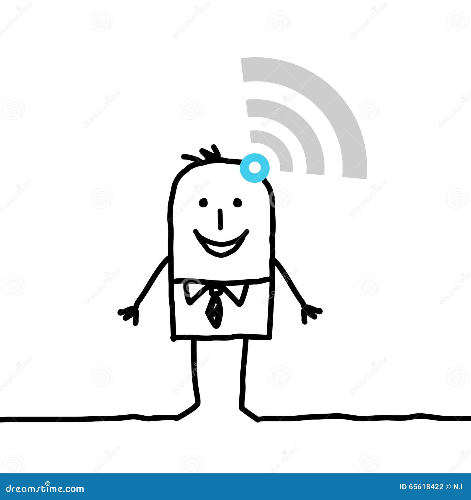 Cartoon Connected Businessman With Waves Vector Illustration ...