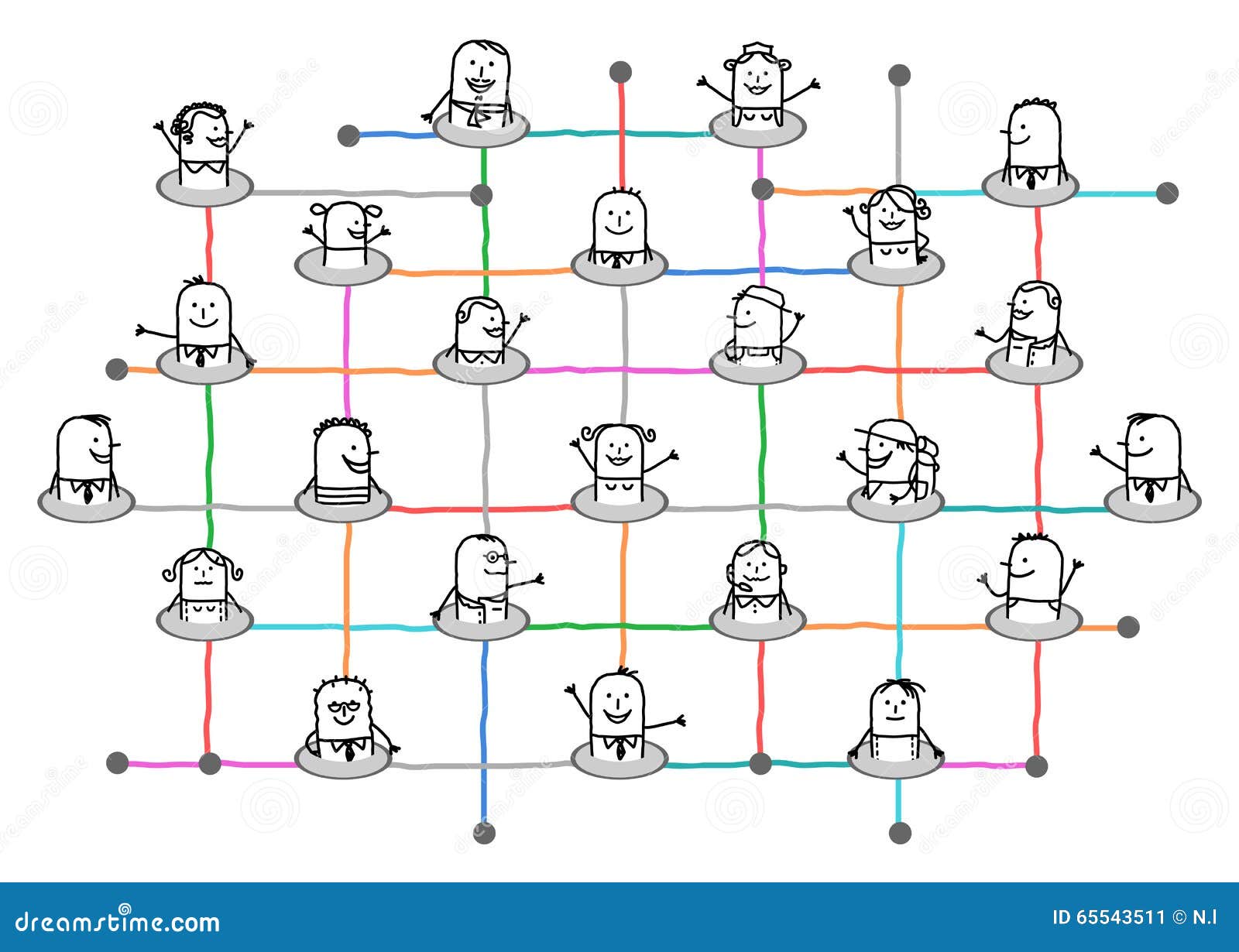 Cartoon Connected Businessman With Waves Vector Illustration ...