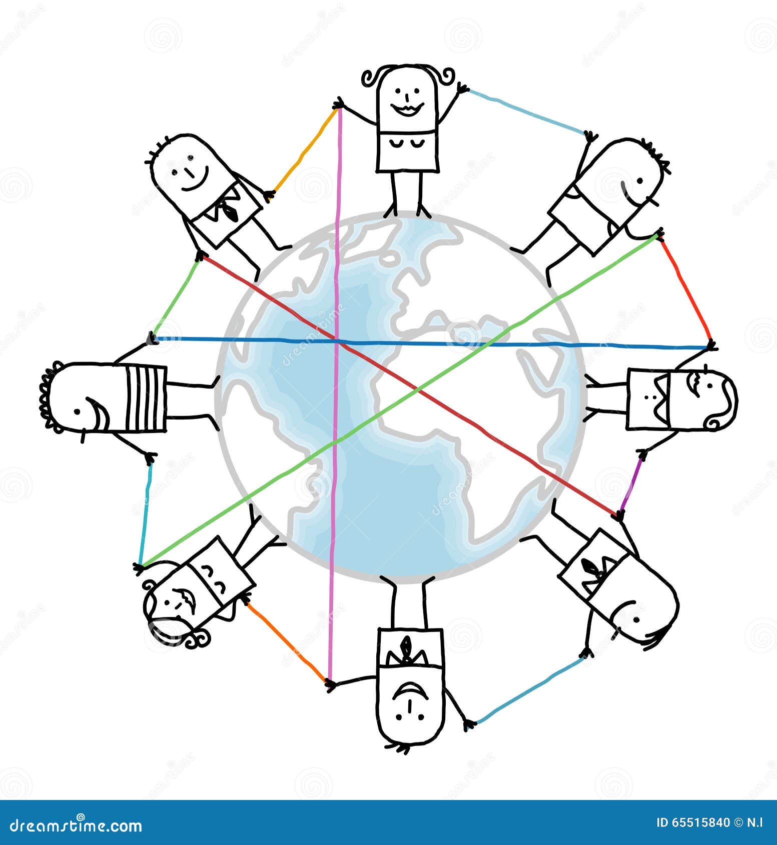 Cartoon Connected Businessman With Waves Vector Illustration ...