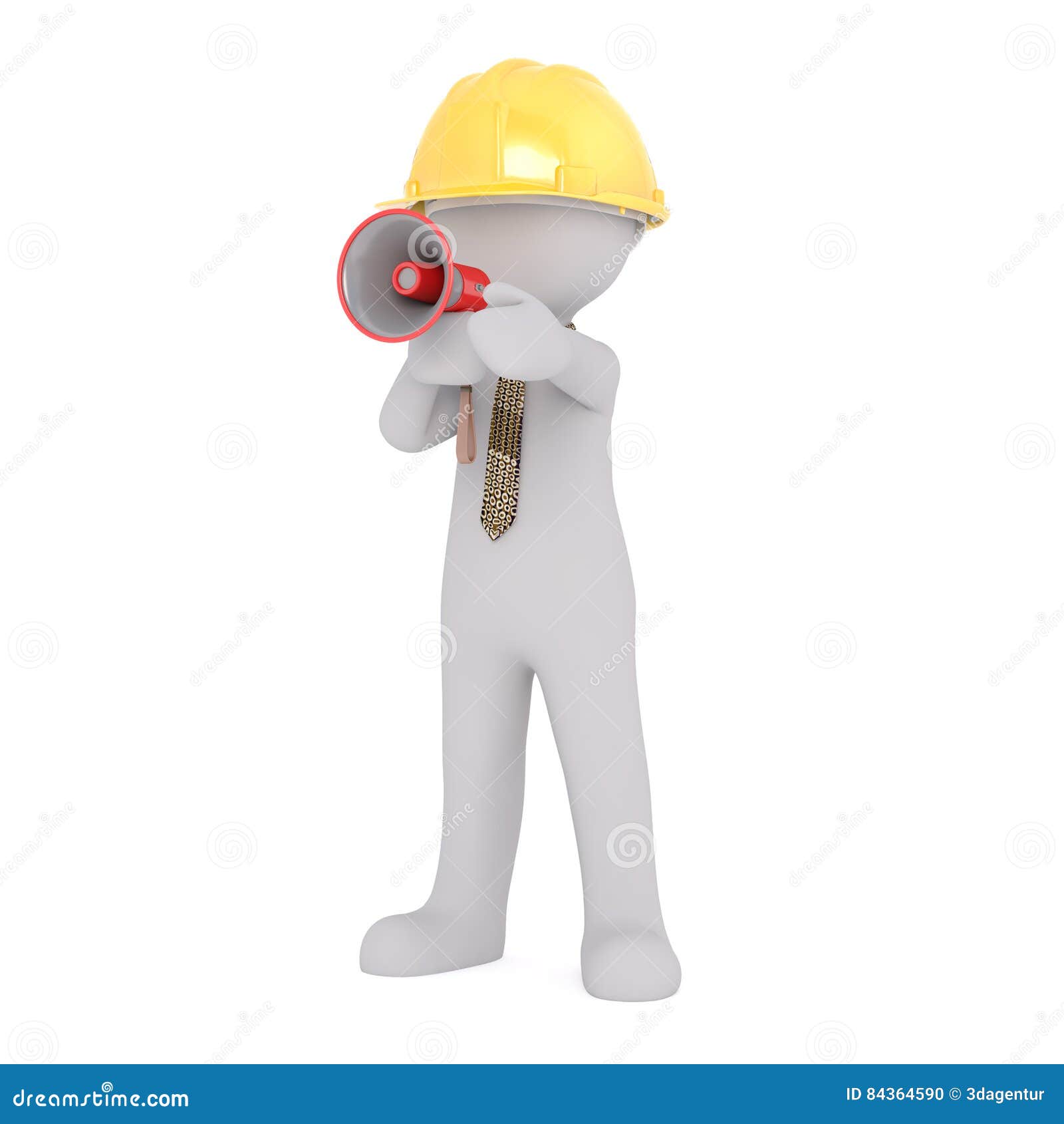 Cartoon Construction Foreman with Megaphone Stock Illustration ...