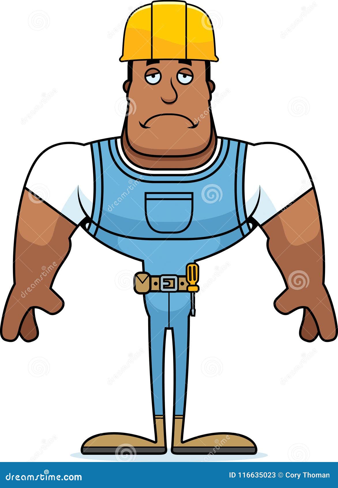 Cartoon Sad Construction Worker Stock Vector - Illustration of handyman ...