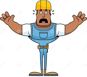 Cartoon Scared Construction Worker Stock Vector - Illustration of hard ...