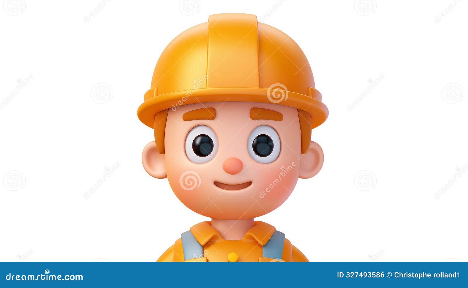 Animated Construction Worker Character In Orange Safety Gear With ...