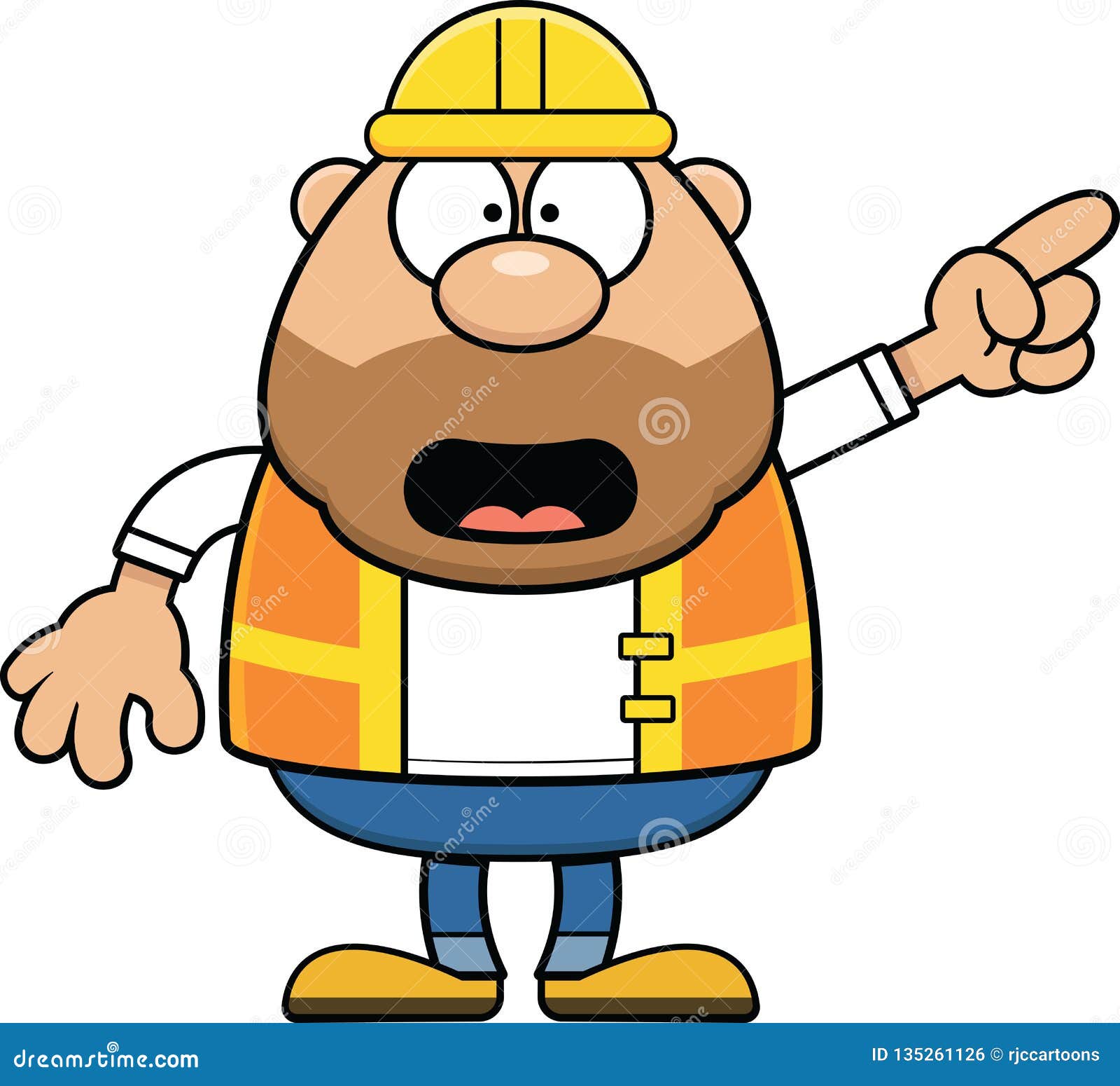 Cartoon Construction Worker Pointing Stock Vector - Illustration of ...