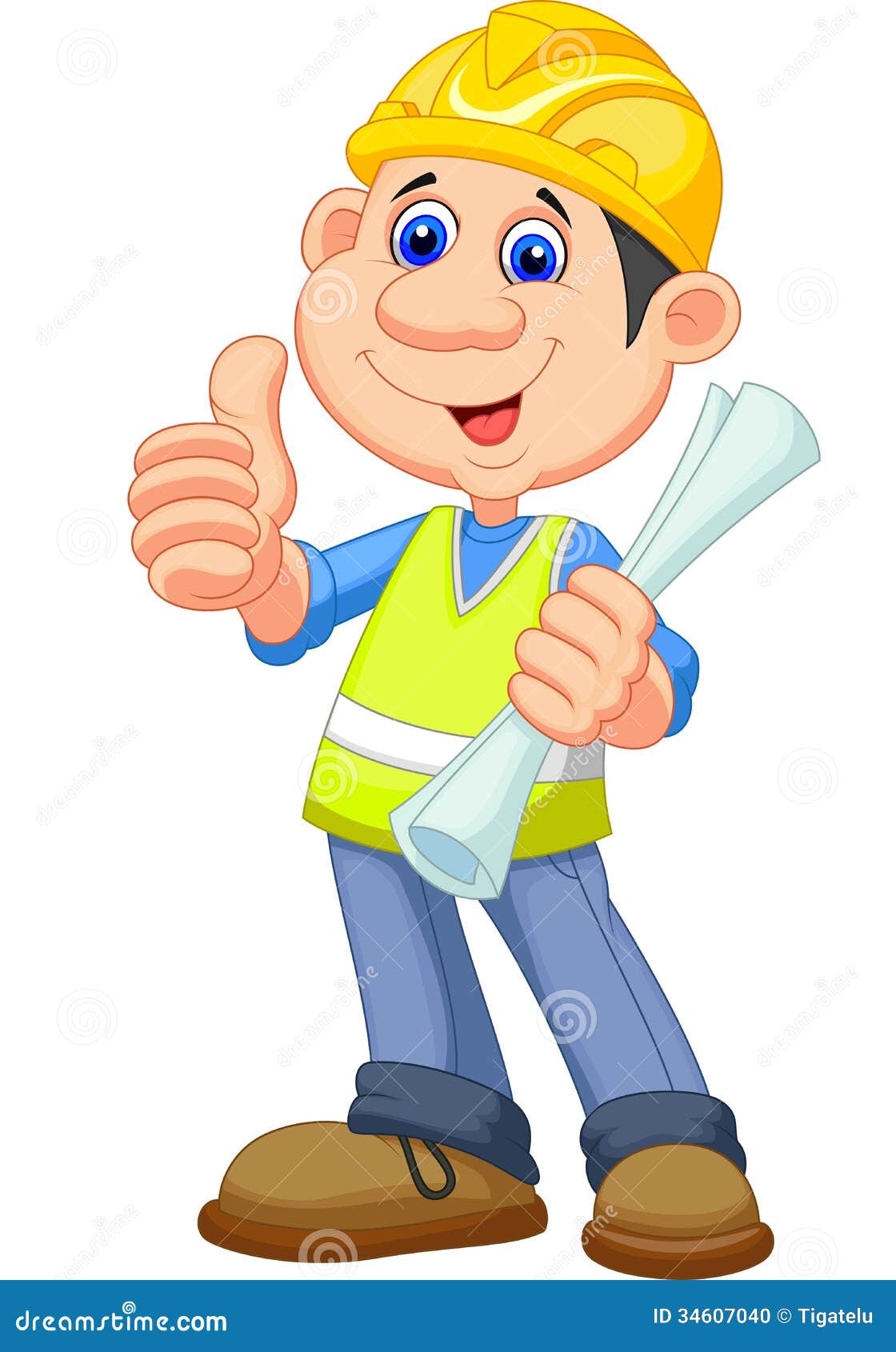 Cartoon Construction Worker Repairman Stock Vector - Illustration of ...