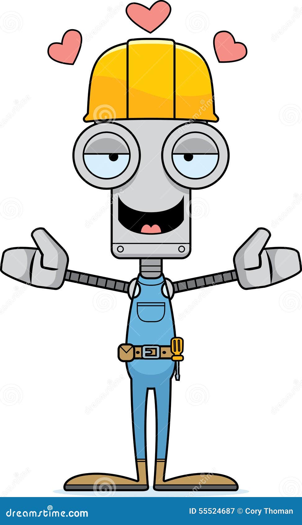 Cartoon Construction Worker Robot Hug Stock Vector - Illustration of ...