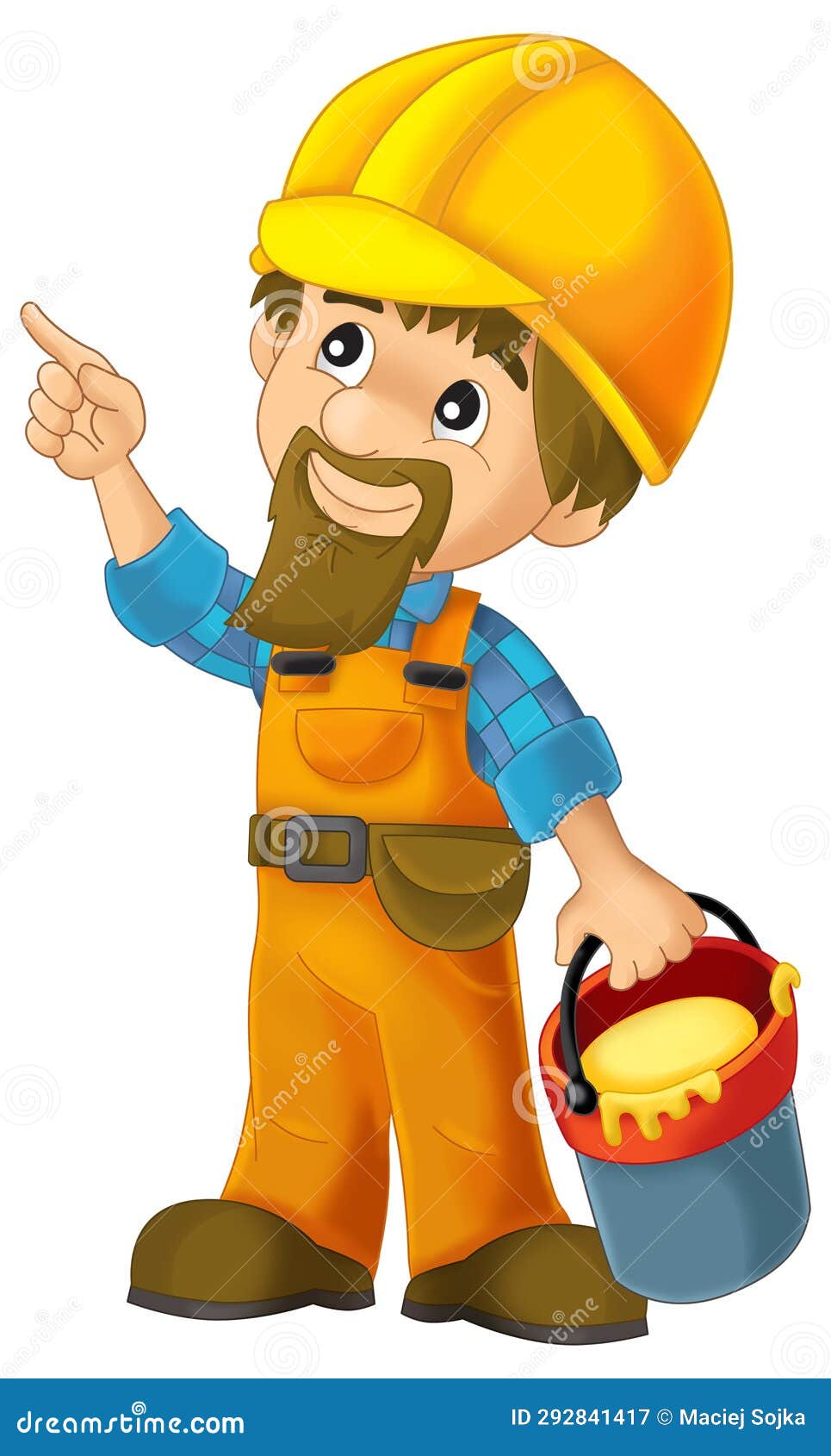 Cartoon Construction Worker Doing Work Isolated Illustration for ...