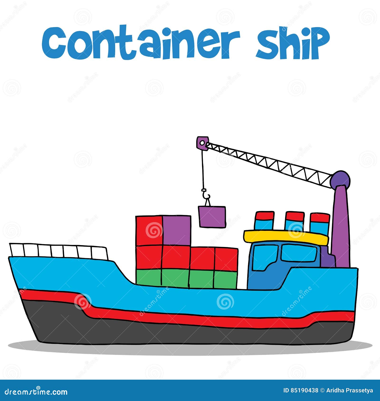 Cartoon of Container Ship Vector Stock Vector - Illustration of ...