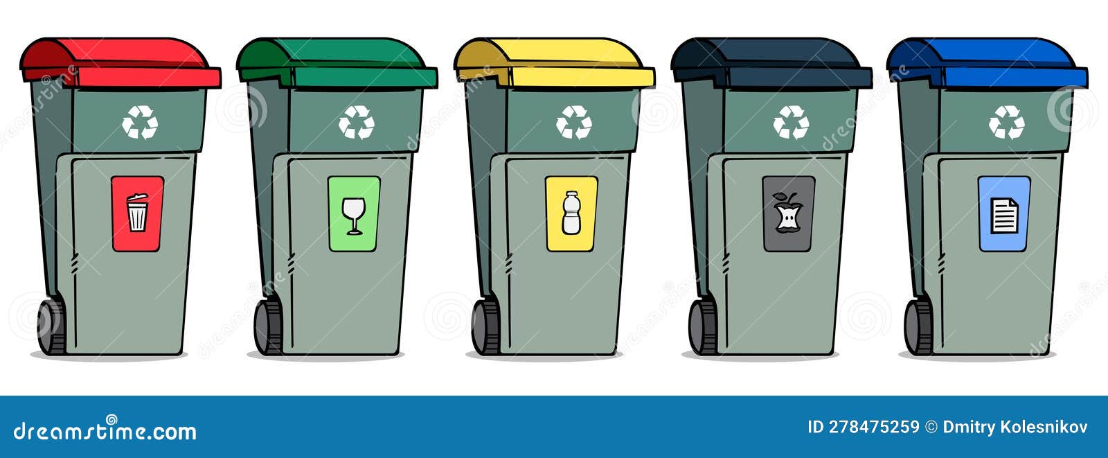 Cartoon Containers for Recycling Waste Sorting Garbage Colorful Cans ... Cartoon Containers for Recycling Waste Sorting Garbage Colorful Cans ...