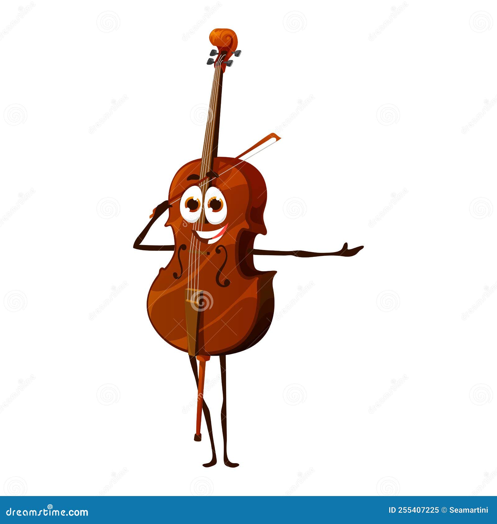 Cartoon Contrabass Double Bass Funny Character Stock Vector Illustration Of Character String