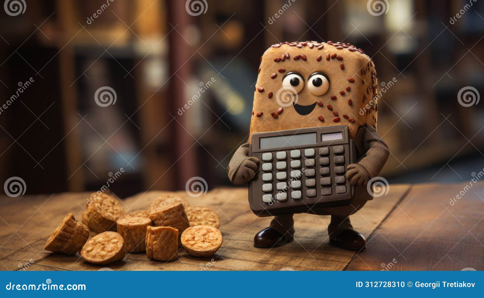 Cartoon Cookie Character Holding a Calculator Stock Illustration ...