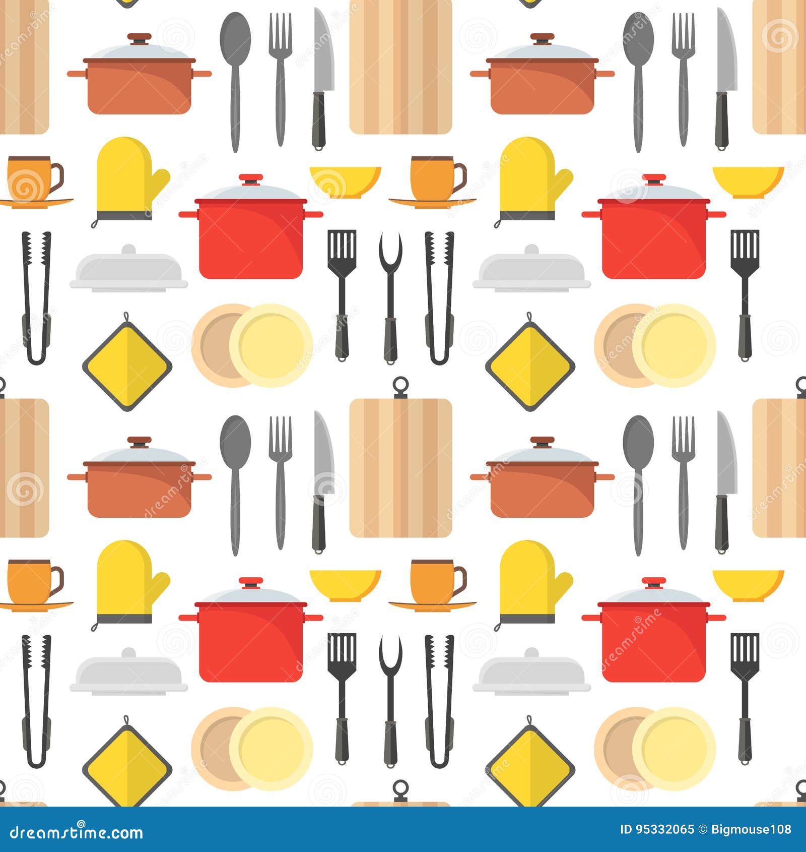 Cartoon Cookware Background Pattern. Vector Stock Vector - Illustration of element, kitchen ...
