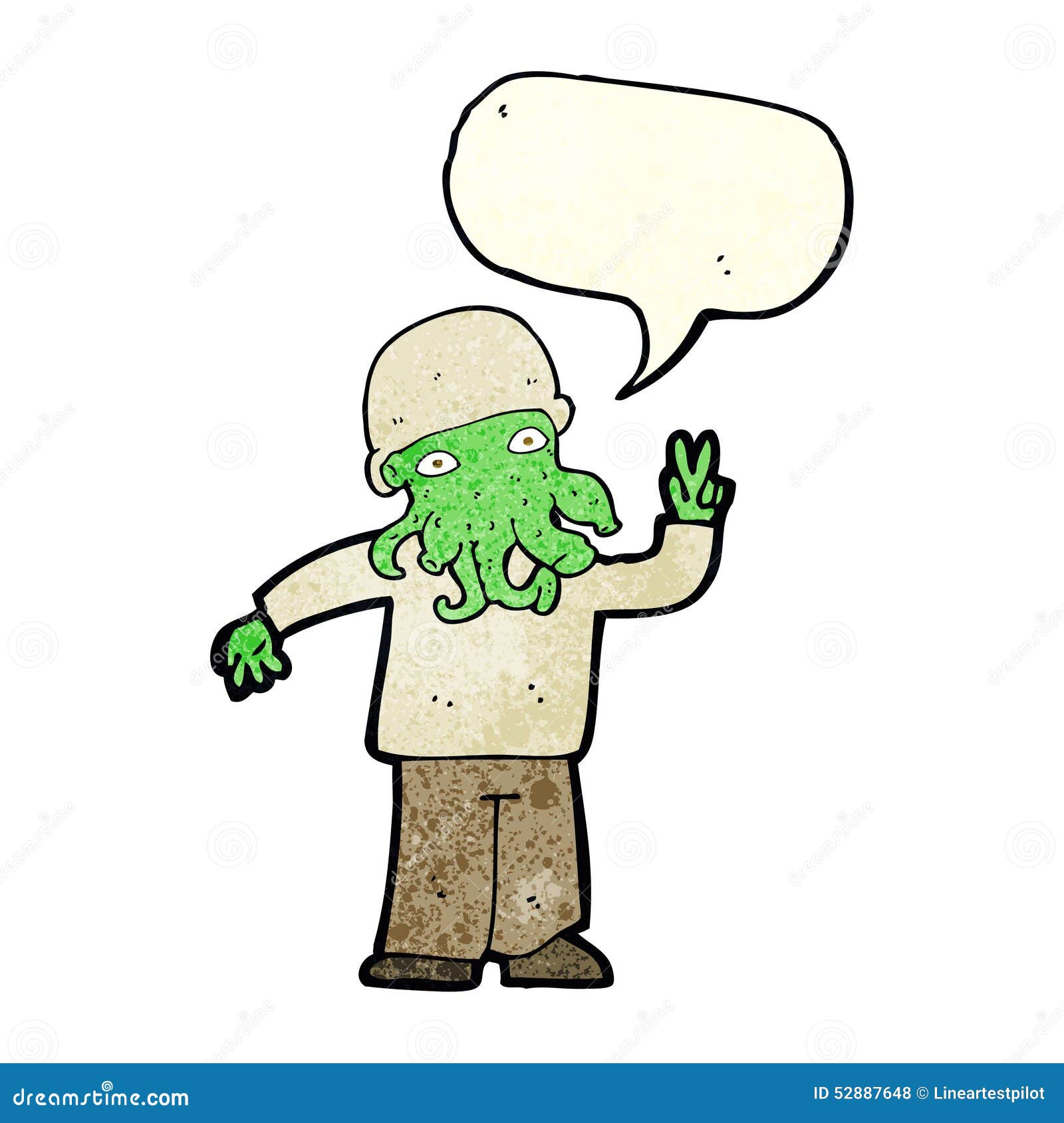 Cartoon Cool Alien with Speech Bubble Stock Illustration - Illustration ...