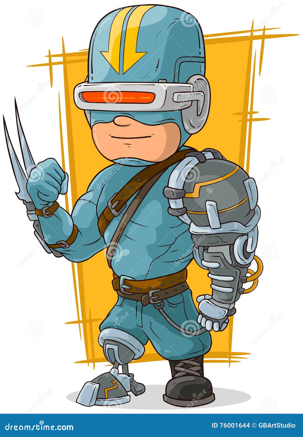 Cartoon Cool Combat Cyborg Superhero Stock Vector - Illustration of ...