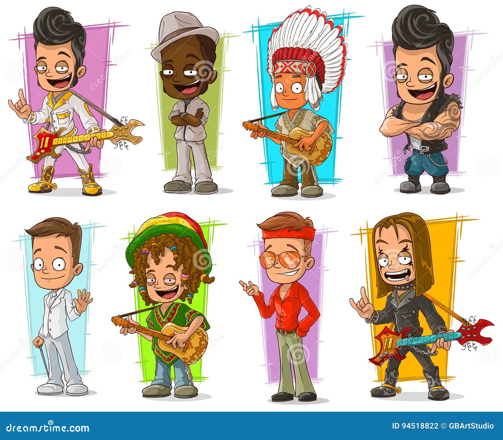 Cartoon Cool Funny Different Characters Vector Set Stock Vector ...