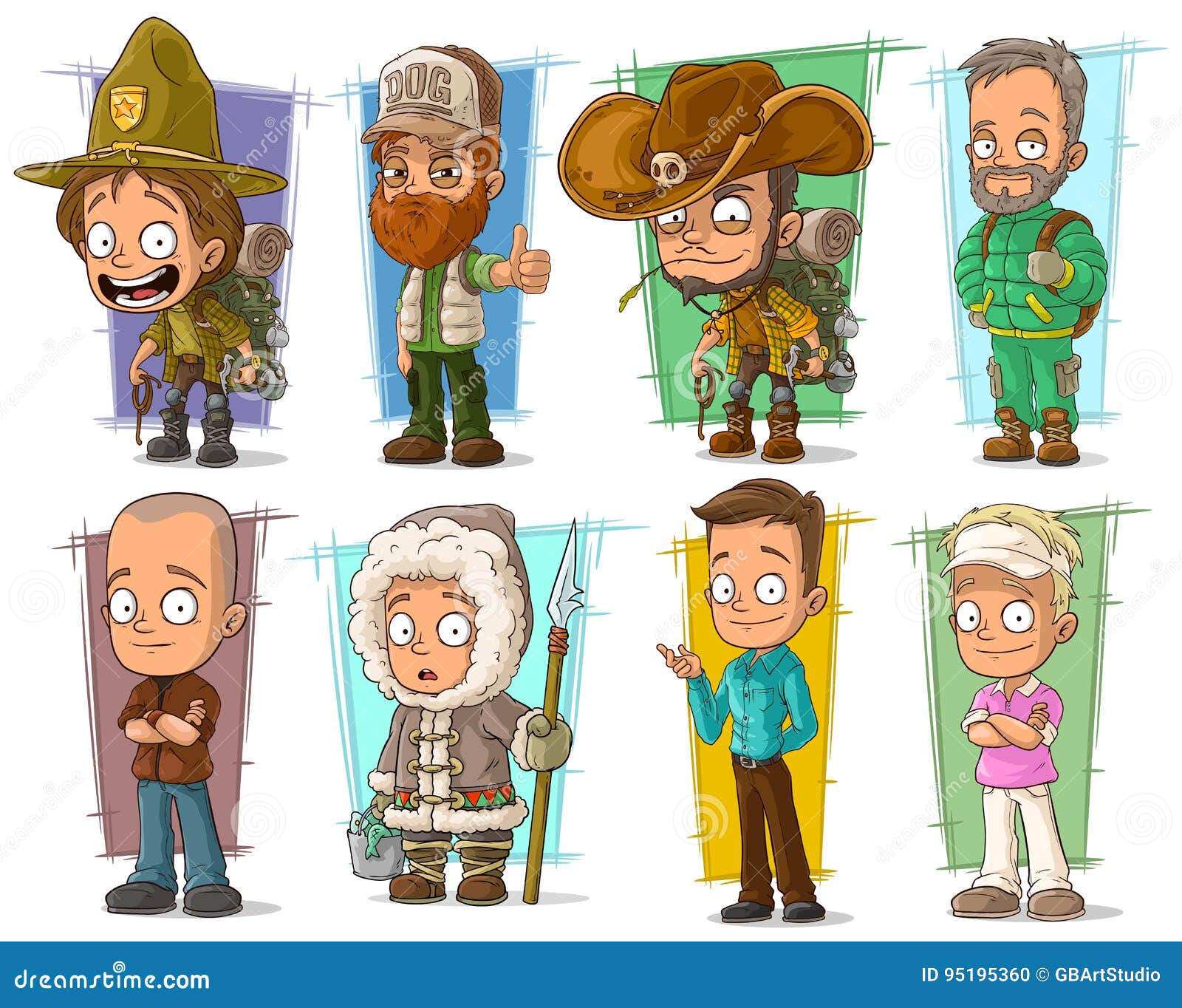 Cartoon Cool Funny Different Characters Vector Set Stock Vector ...