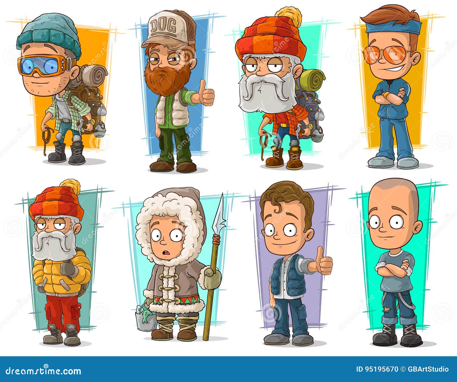 Cartoon Cool Funny Different Characters Vector Set Stock Vector ...