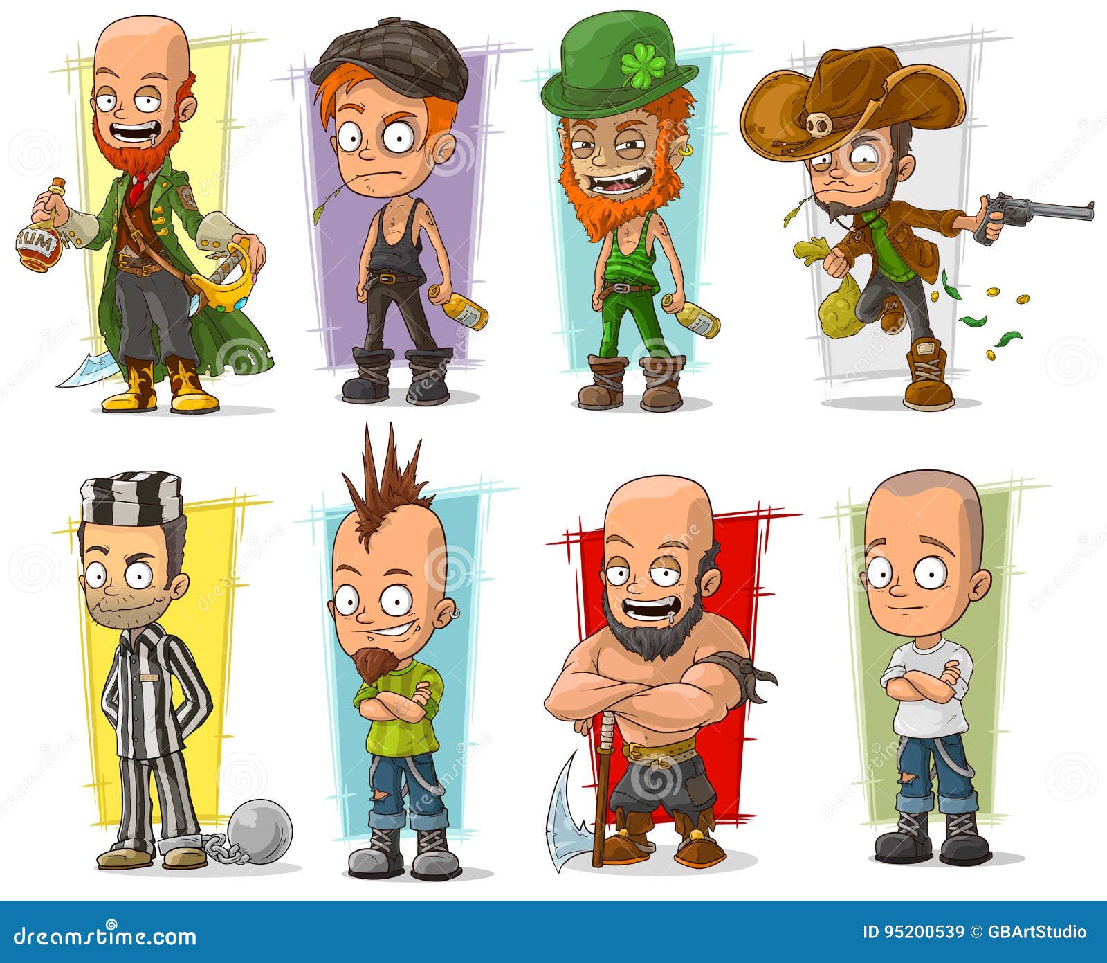 Cartoon Cool Funny Different Characters Vector Set Stock Vector ...
