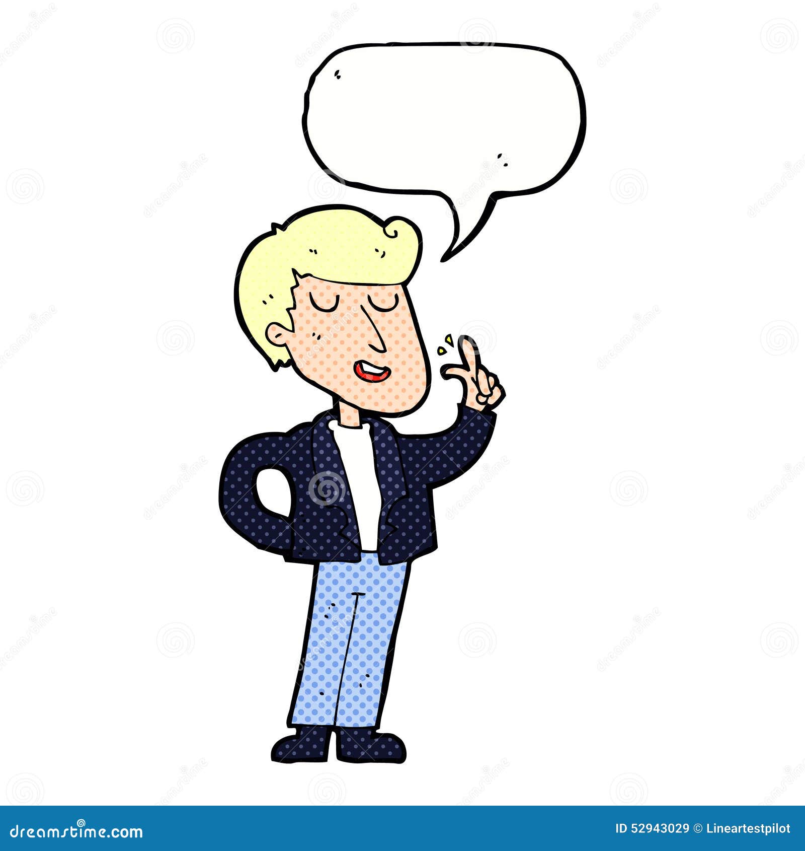 Cartoon Cool Guy Snapping Fingers with Speech Bubble Stock Illustration ...