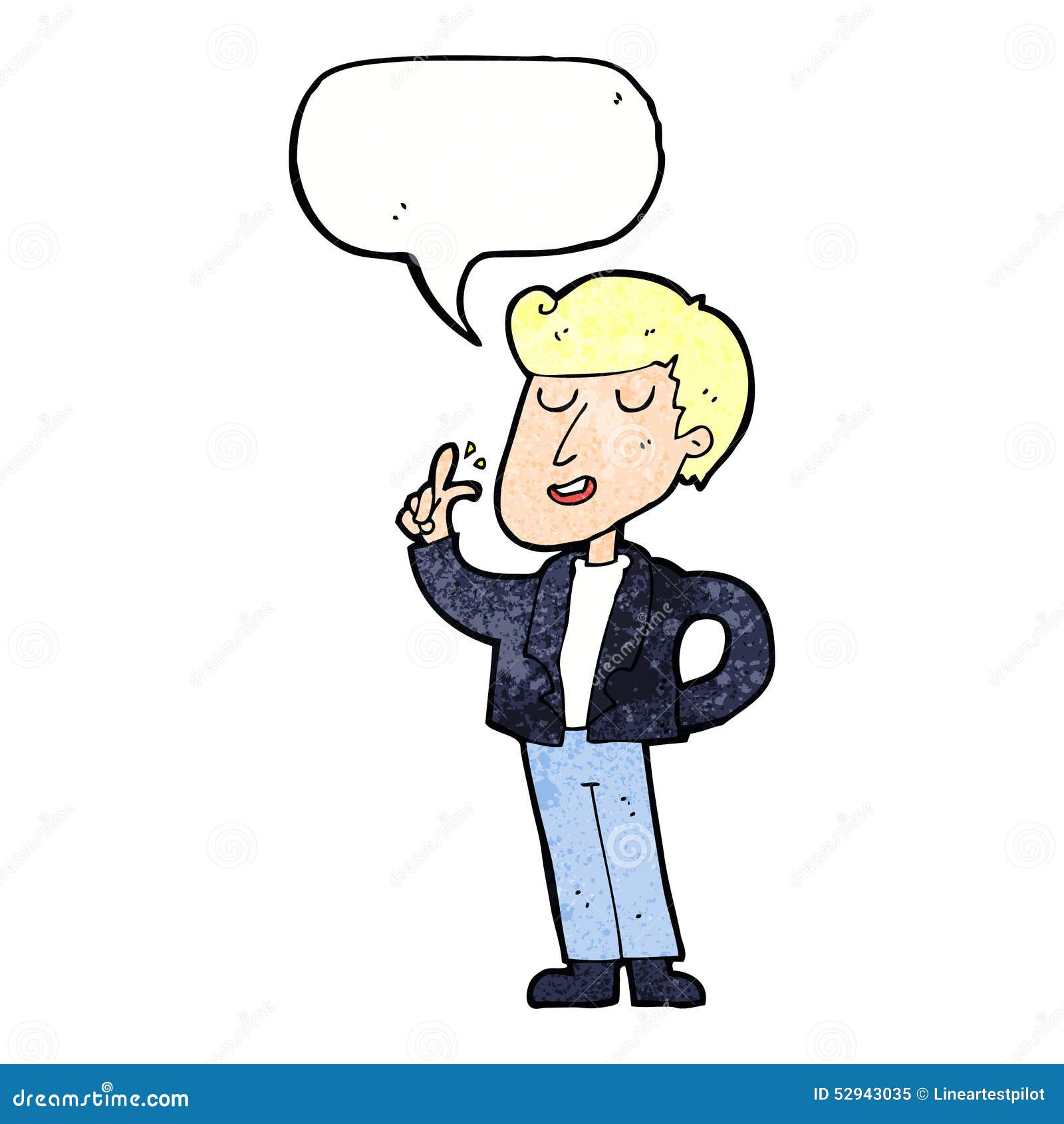 Cartoon Cool Guy Snapping Fingers with Speech Bubble Stock Illustration ...