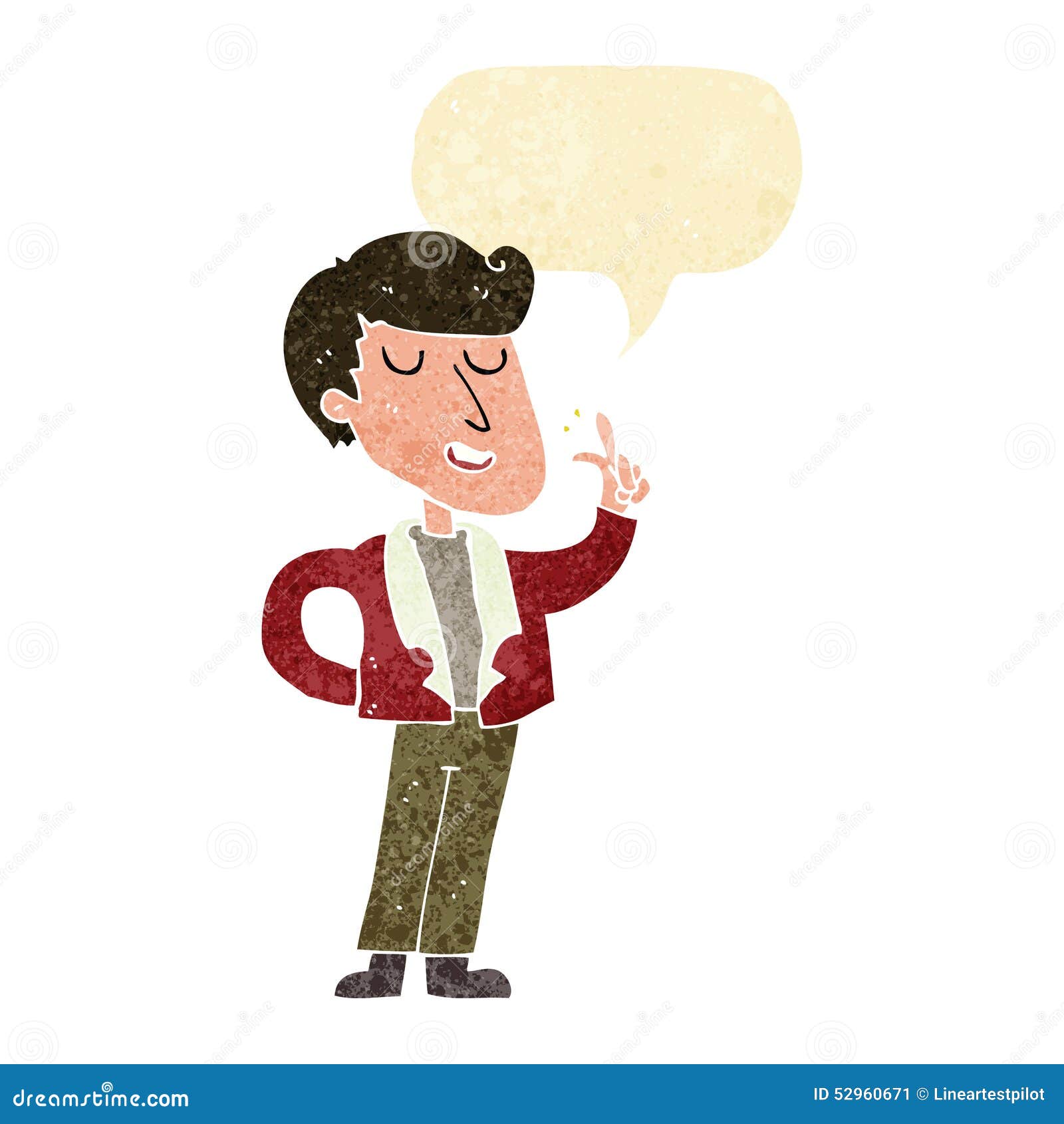 Cartoon Cool Guy Snapping Fingers with Speech Bubble Stock Illustration ...
