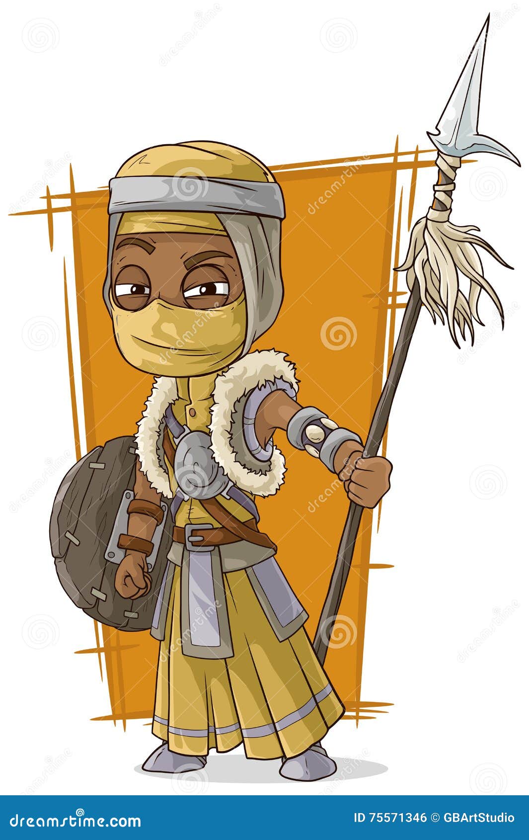 Cartoon Cool Persian Assassin with Spear Stock Vector - Illustration of ...
