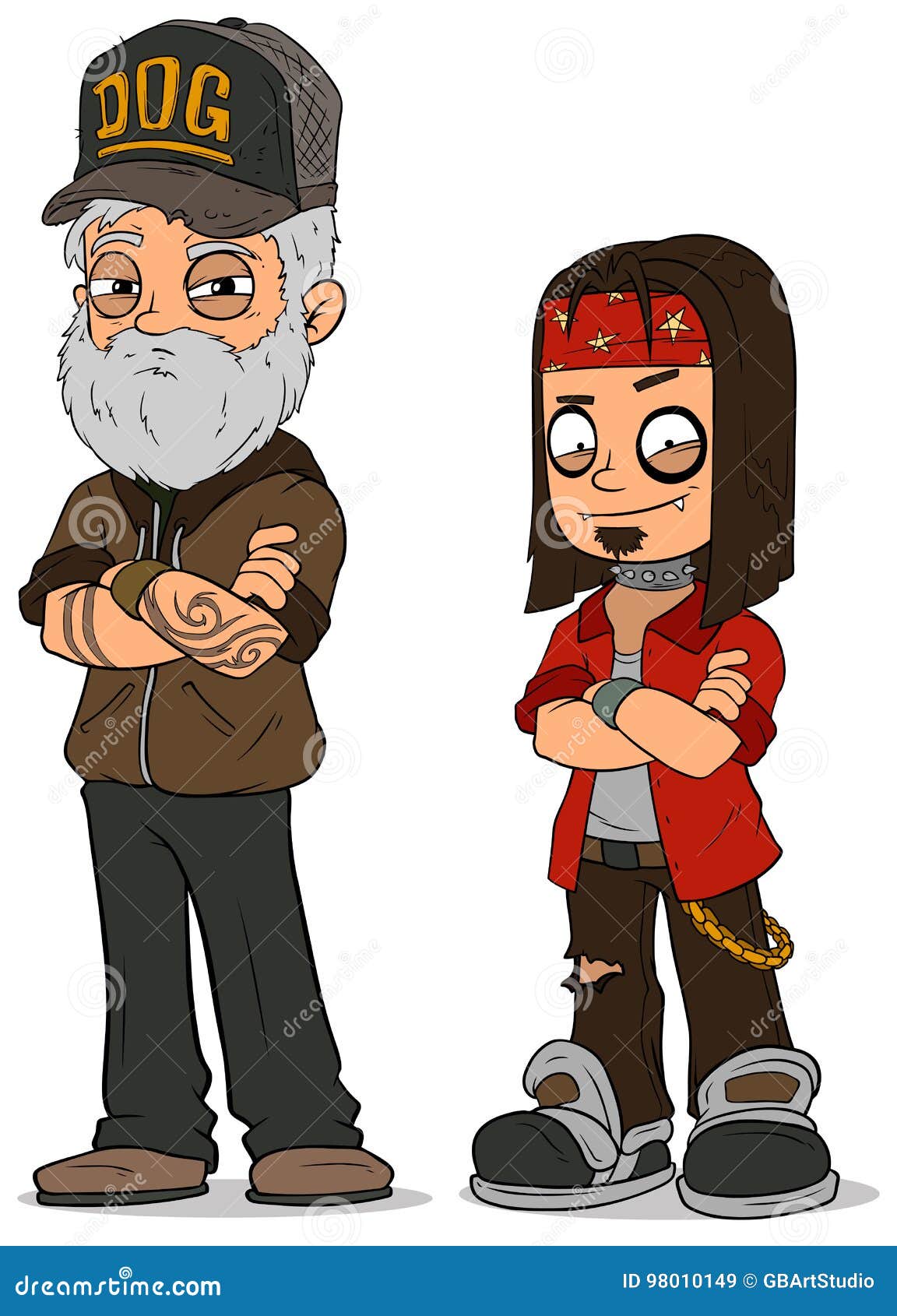 Cartoon Cool Rock Guys Characters Vector Set Stock Vector ...