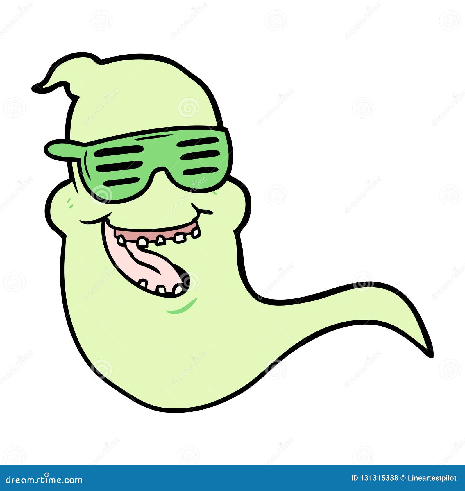 Cool Ghost Phantom Cartoon. Halloween Vector Illustration Of Flying ...