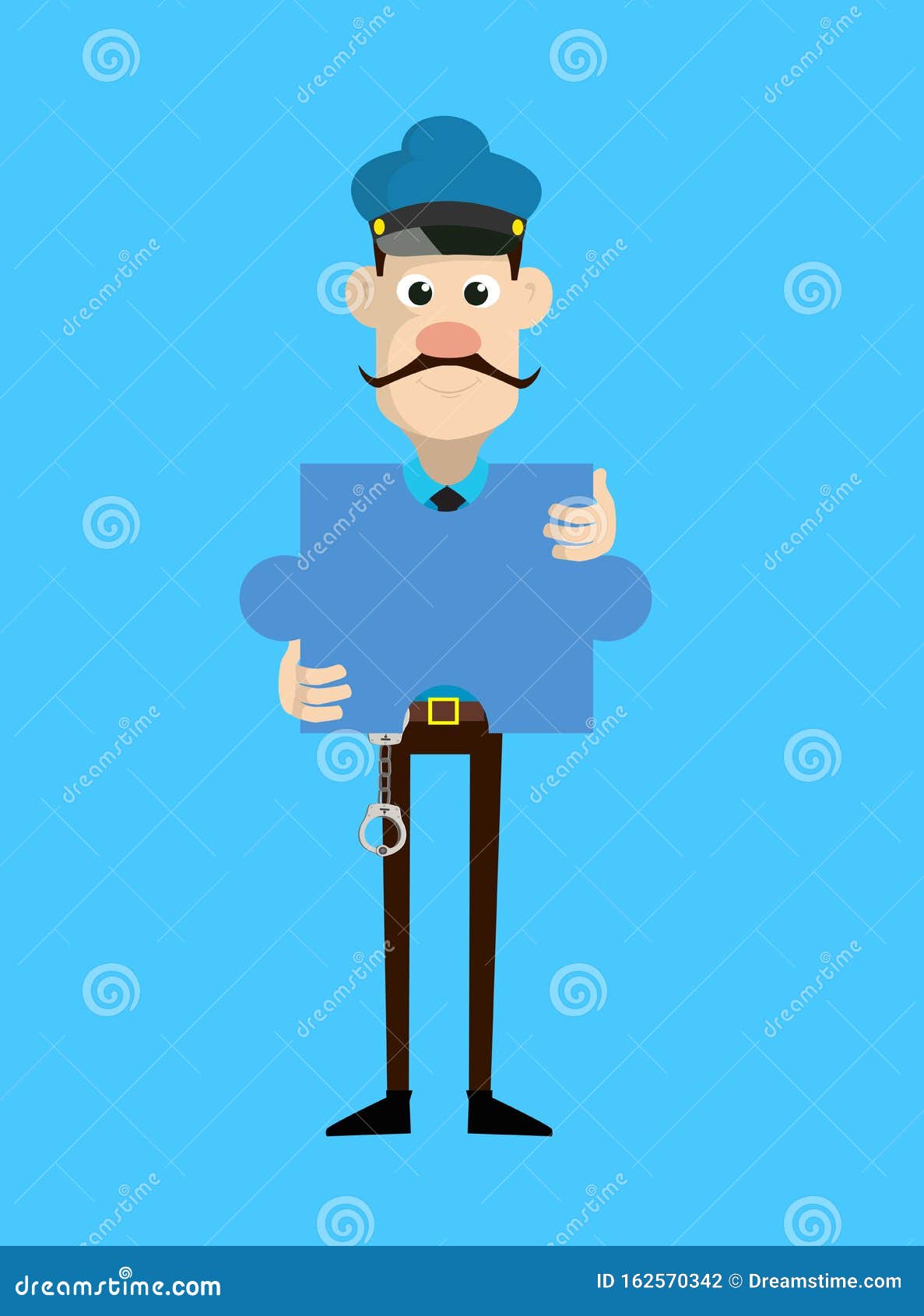 Cartoon Cop Policeman - Holding a Jigsaw Puzzle Piece Stock Vector ...