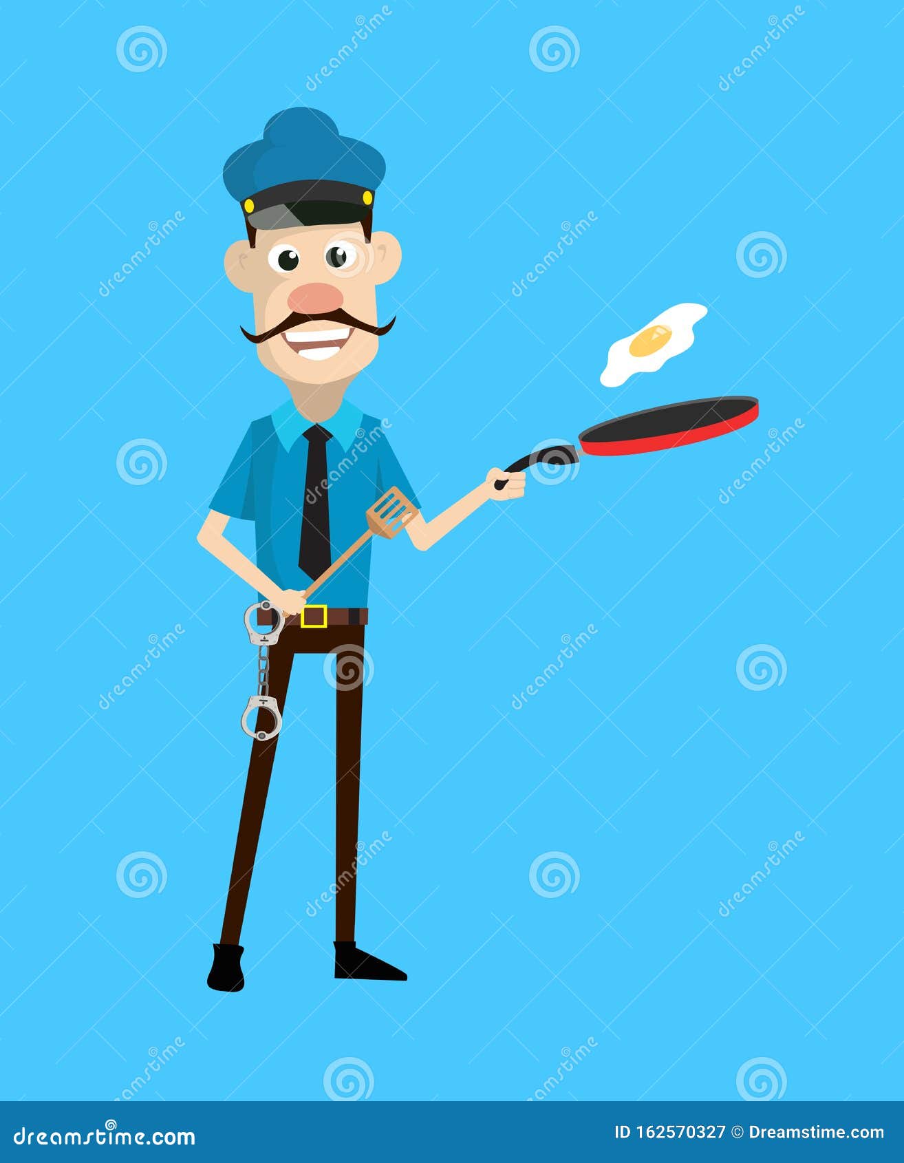 Cartoon Cop Policeman - Preparing Food Stock Vector - Illustration of ...