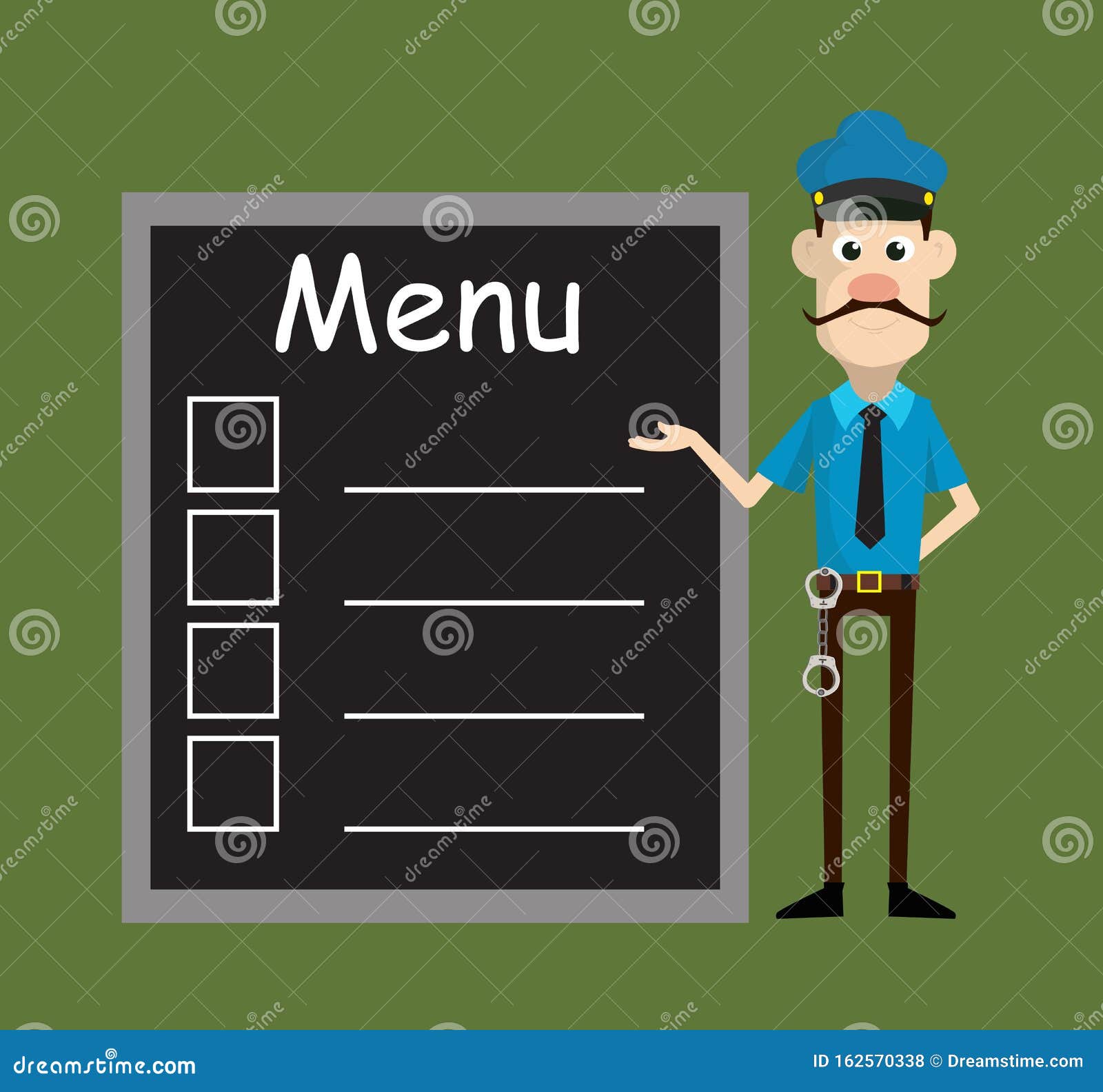Cartoon Cop Policeman - Presenting Menu List Stock Vector ...