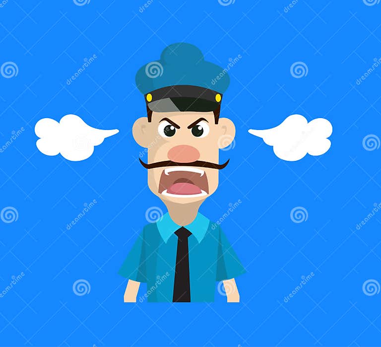 Cartoon Cop Policeman - Screaming in Aggression Stock Vector ...
