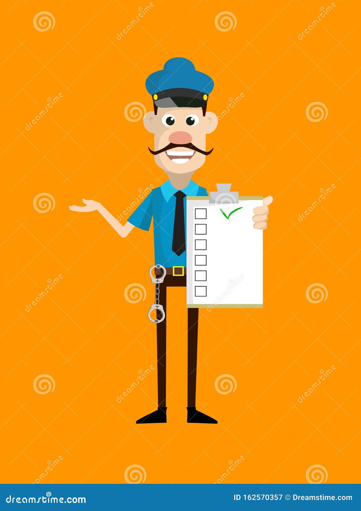 Cartoon Cop Policeman - Showing a Checklist Stock Vector - Illustration ...