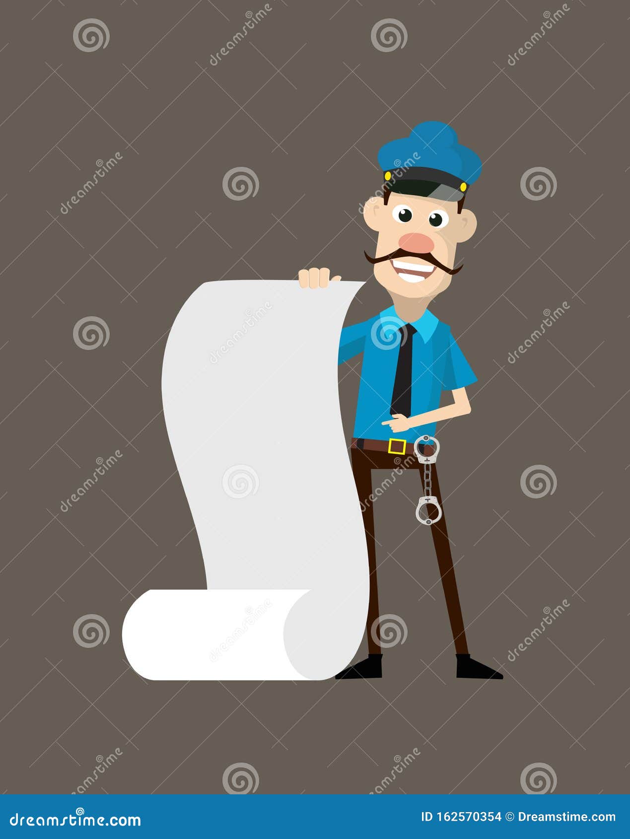 Cartoon Cop Policeman - Showing a Paper Scroll Stock Vector ...