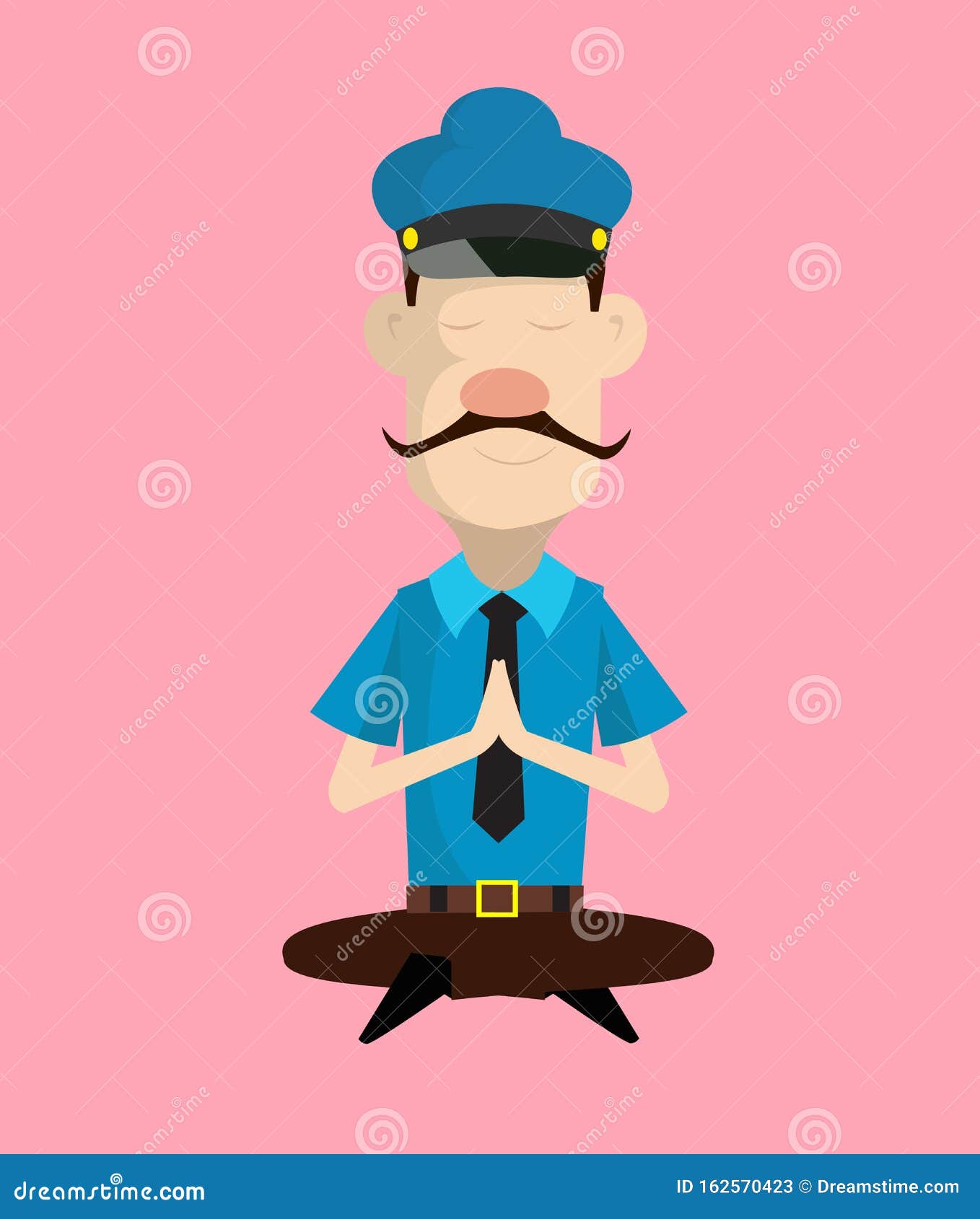 Cartoon Cop Policeman - Sitting and Praying Stock Vector - Illustration ...