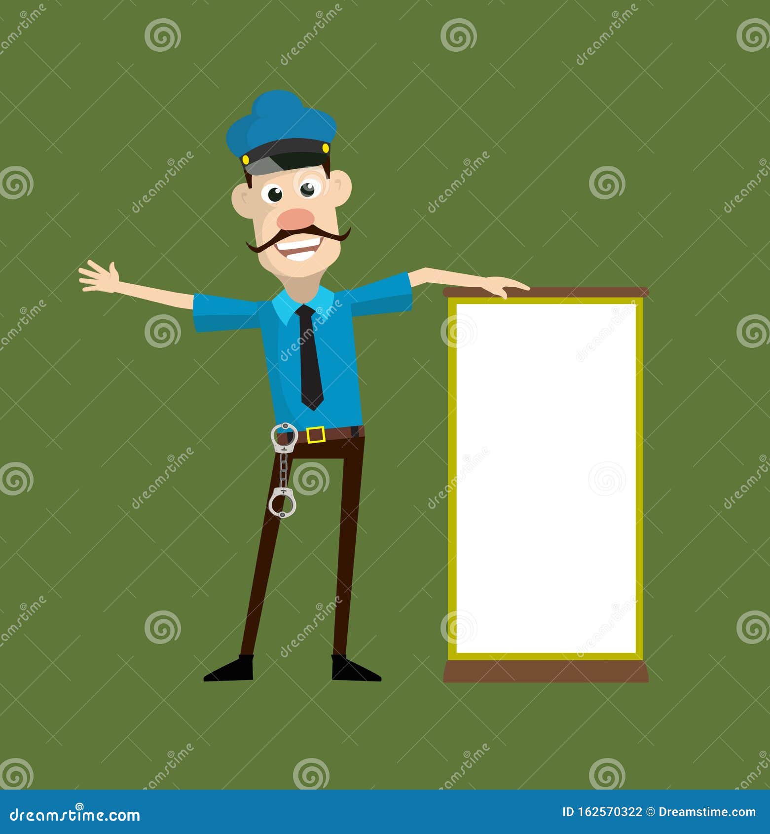Cartoon Cop Policeman - Standing with a Blank Board Stock Vector ...