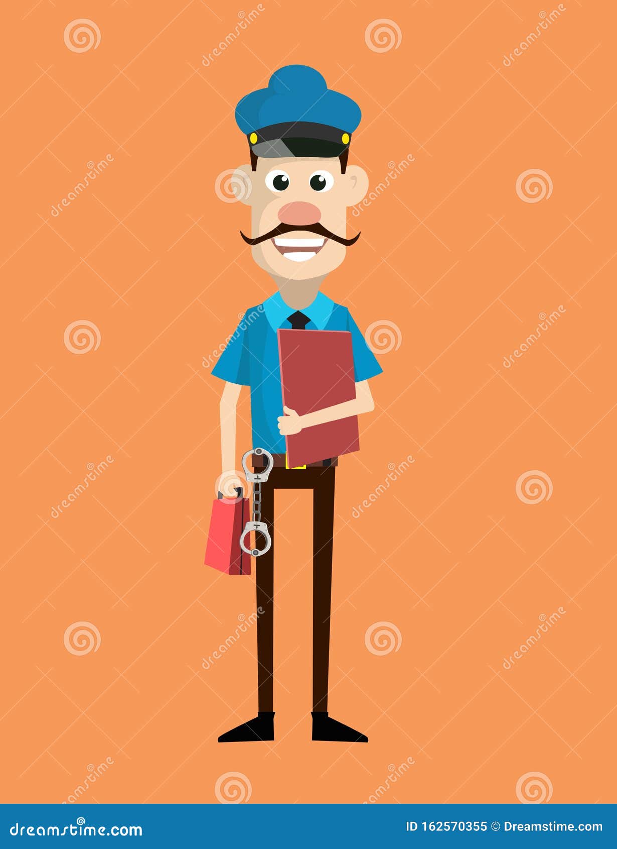 Cartoon Cop Policeman - Standing with File and Briefcase Stock Vector ...