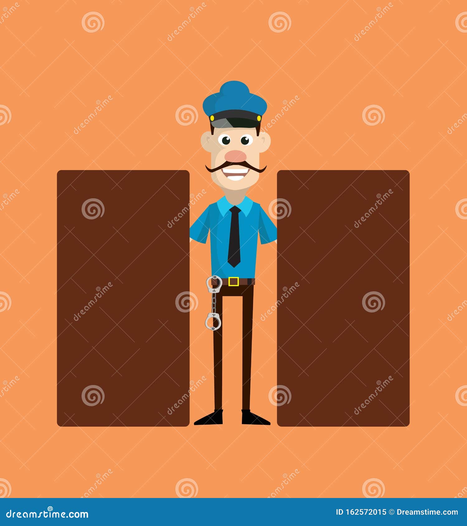Cartoon Cop Policeman - Standing with Two Boards Stock Vector ...