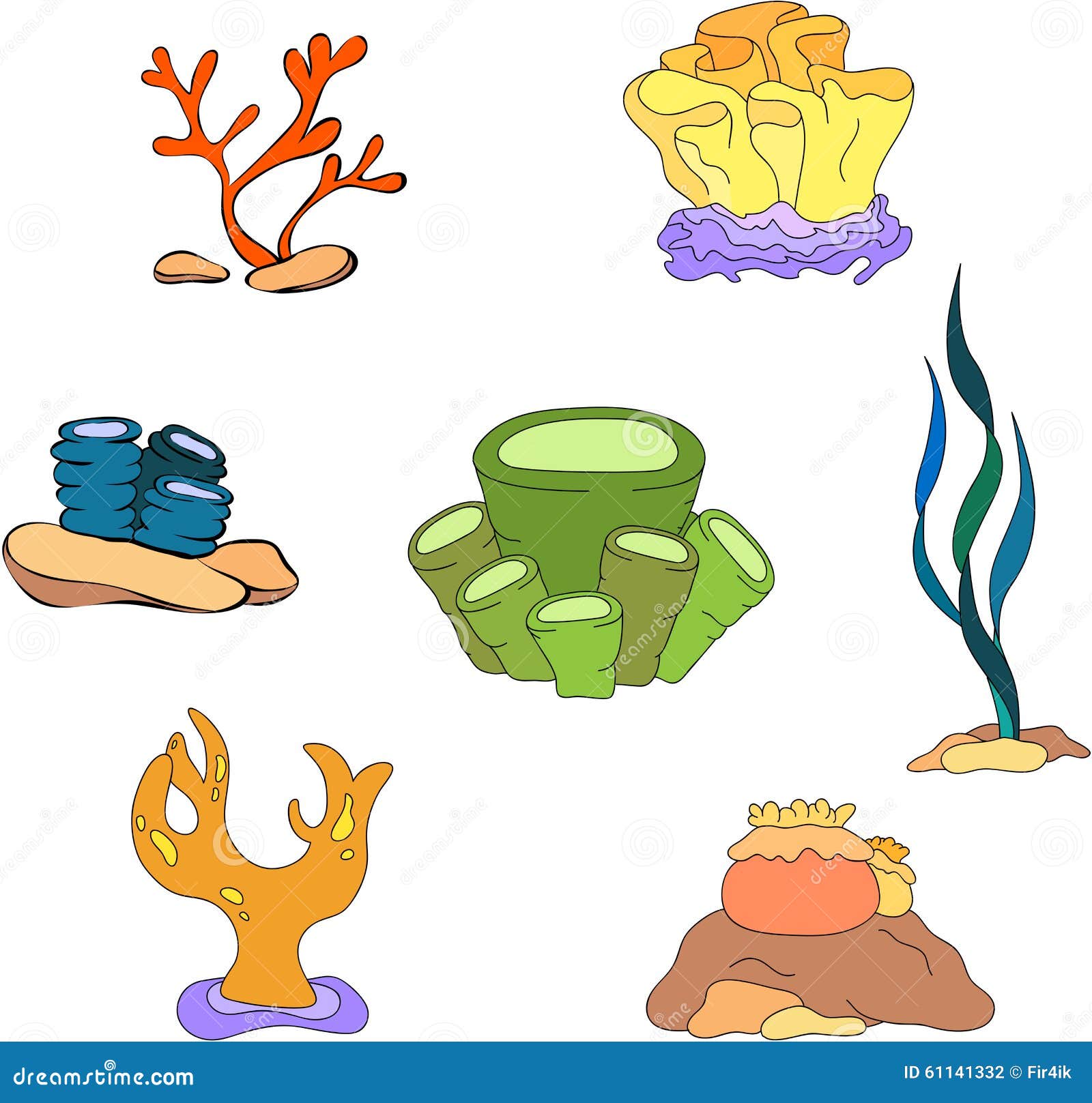 Cartoon corals algae stock vector. Illustration of alga - 61141332