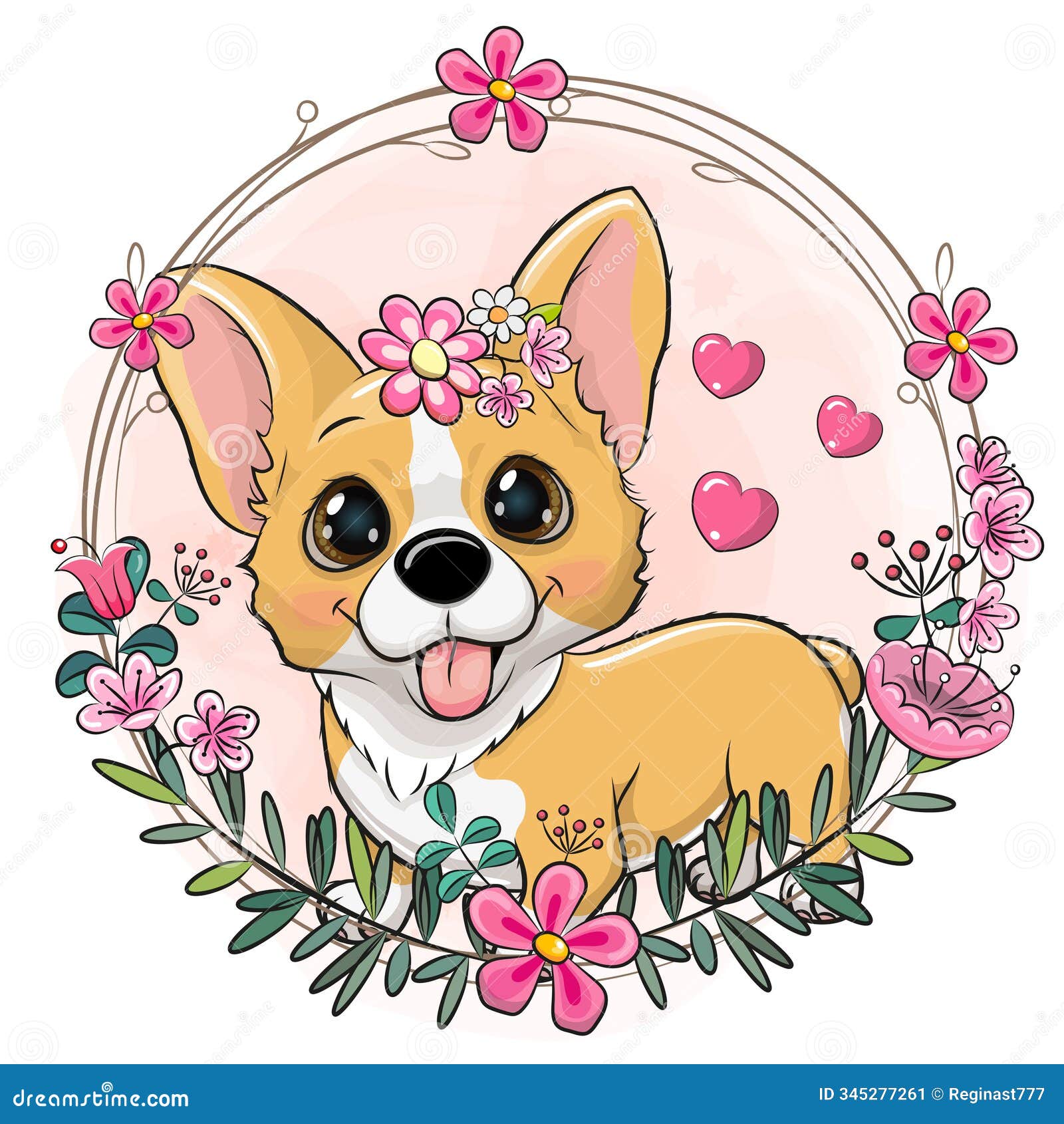 Cartoon Corgi Is Flying On A Plane | CartoonDealer.com #181203917