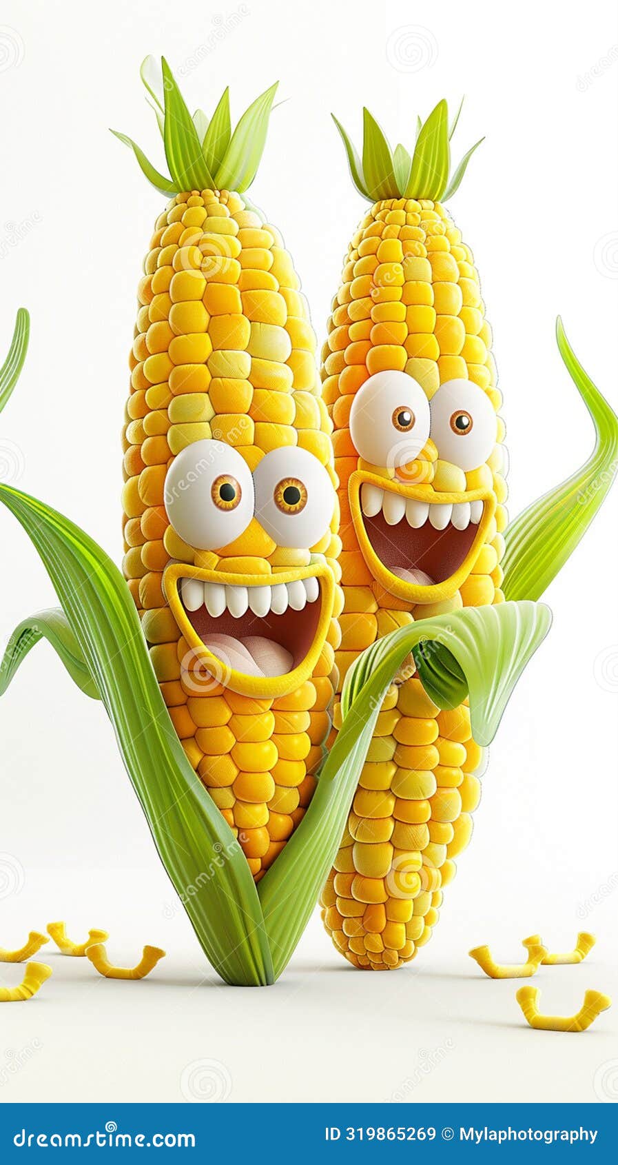 Cartoon Corn on the Cob with Eyes and Smile on the Face. Generative AI ...