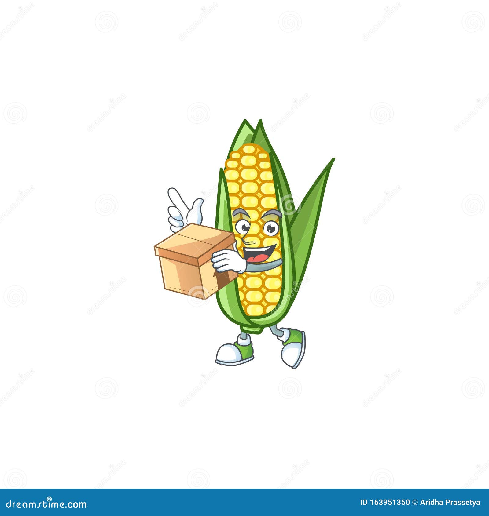 Cartoon Corn Raw with the Character with Bring Box Stock Vector ...