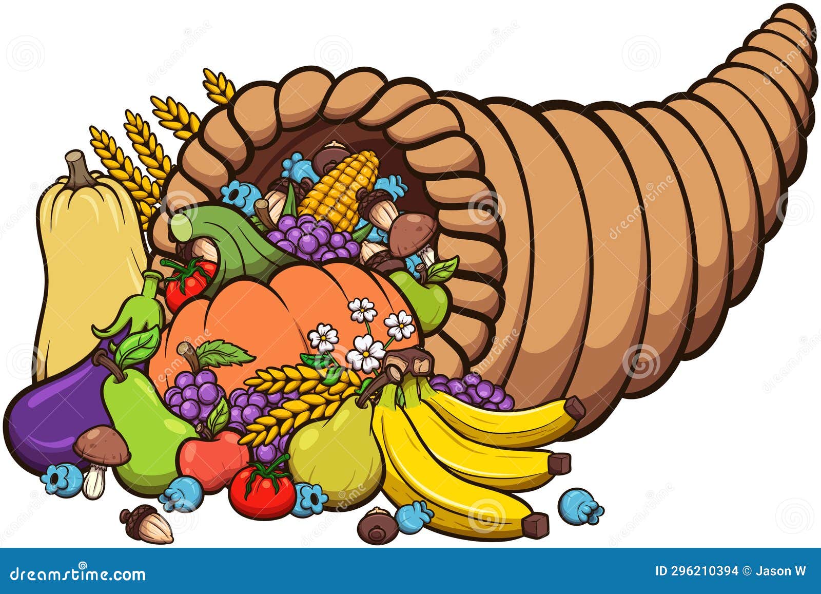 Cartoon Cornucopia. Vector Illustration with Simple Gradients. Stock ...