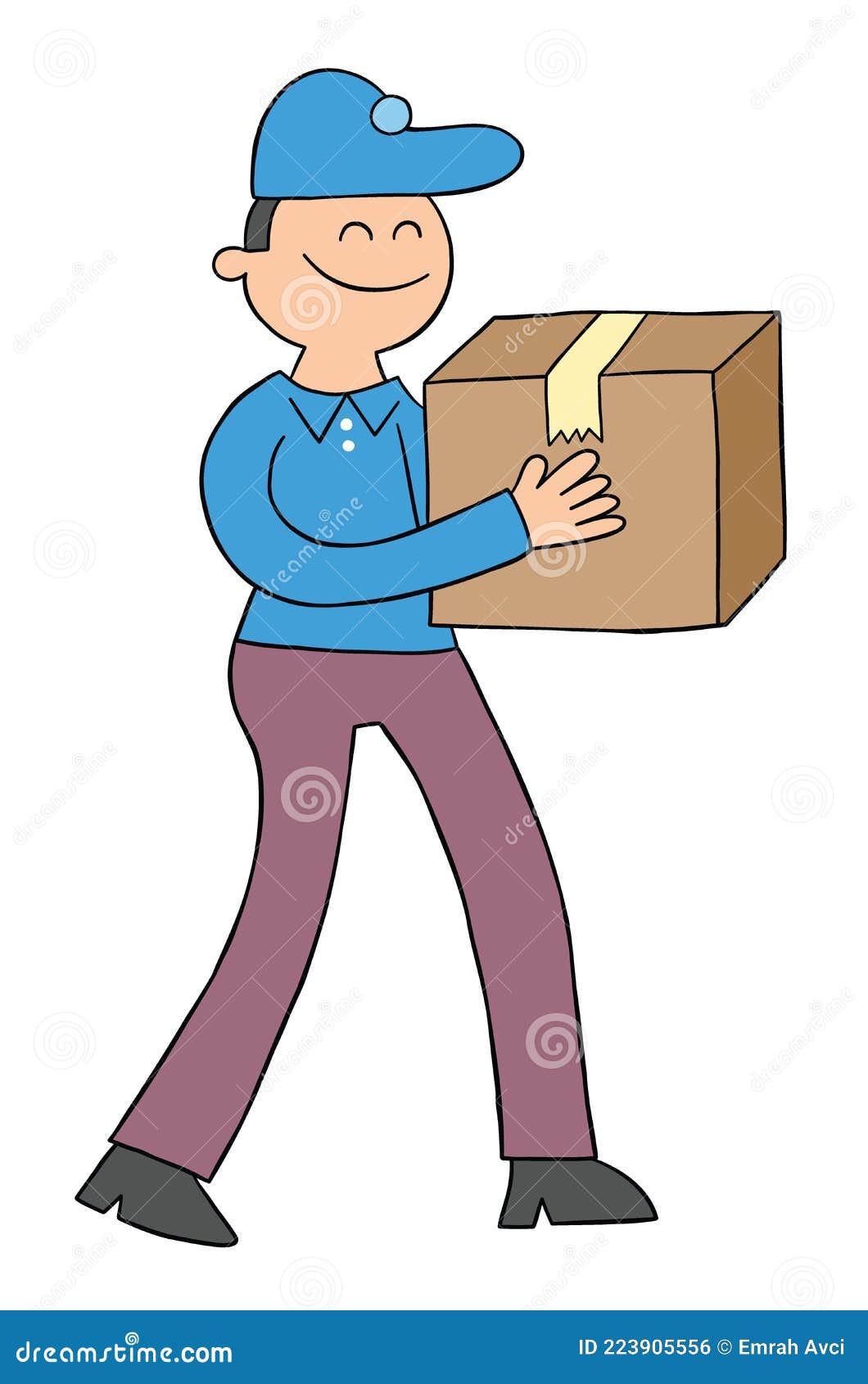 Cartoon Courier Brings the Parcel, Vector Illustration Stock Vector ...